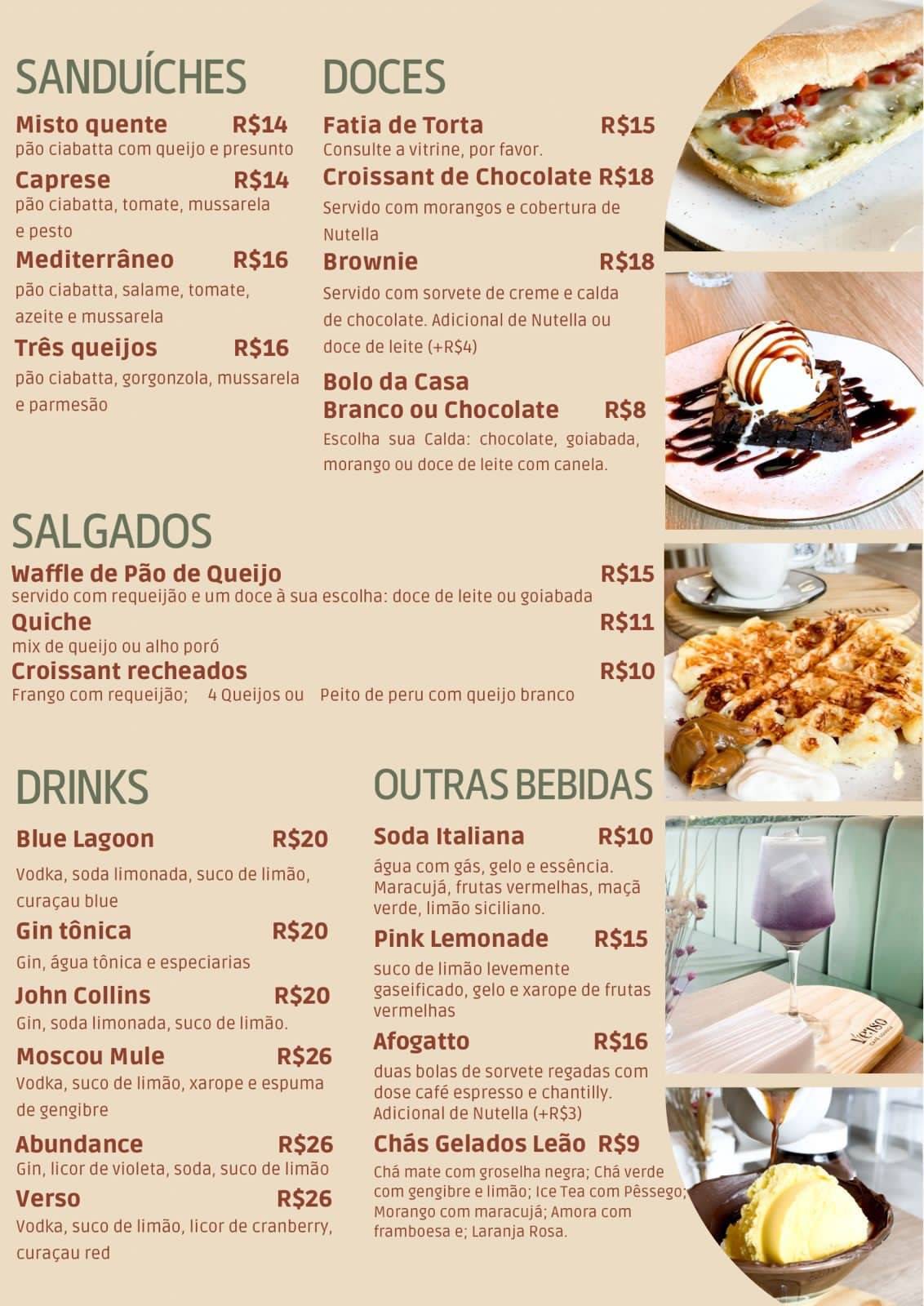 Menu em Verso Café Lounge, Pinheiral, Rua Valter Valim Botelho 105