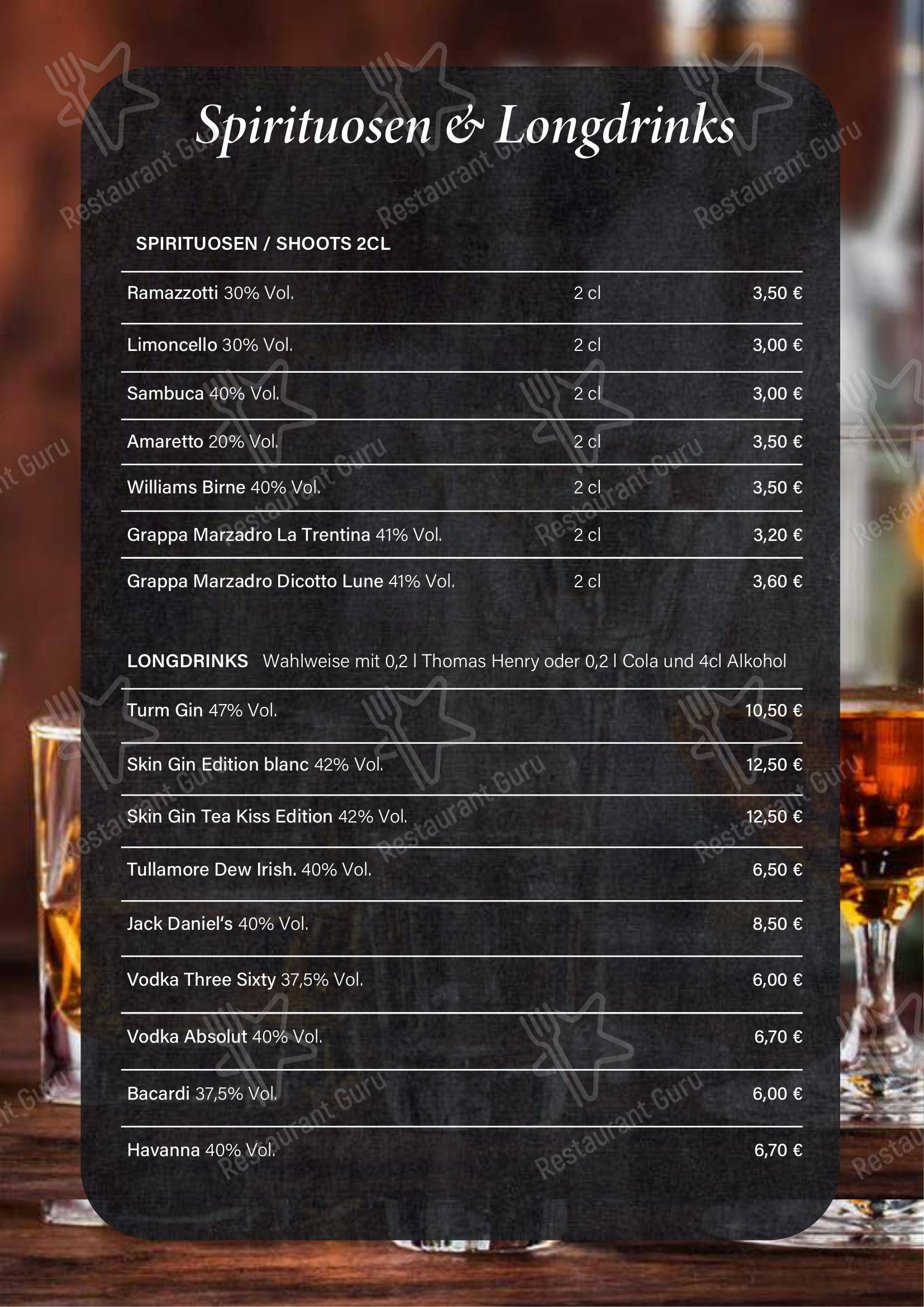 Carta de Via Grande Ristorante & Pizzabar, Stade