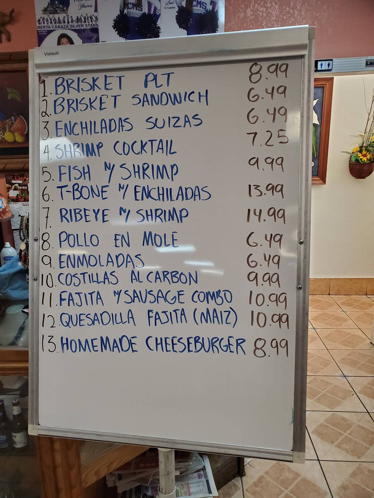 Menu at Vicky's Restaurant, San Benito