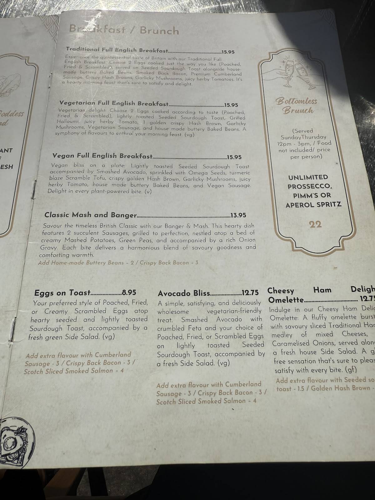 Menu at Victoria House Coffee & Food cafe, London, 5 Coptic St