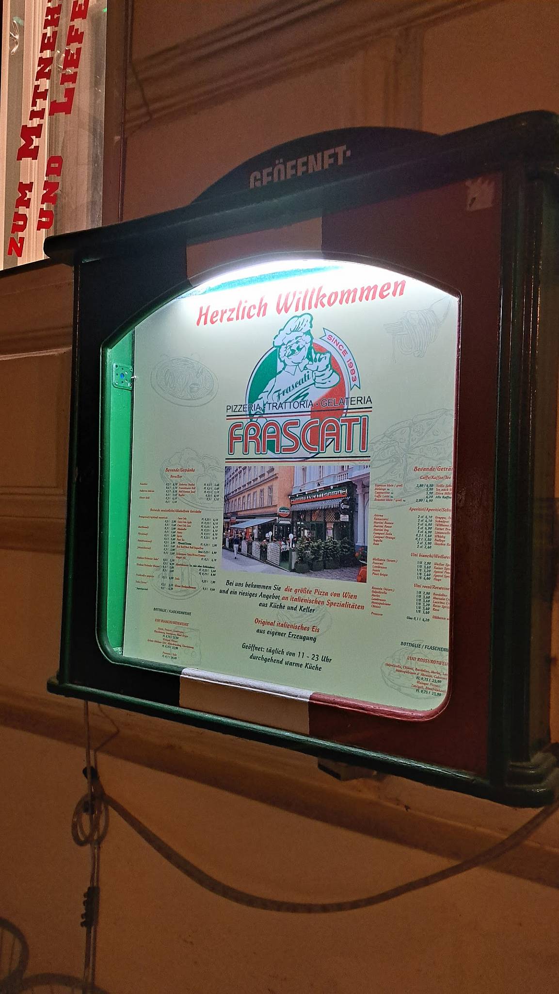 Speisekarte von Frascati Pizzeria Gelateria, Wien
