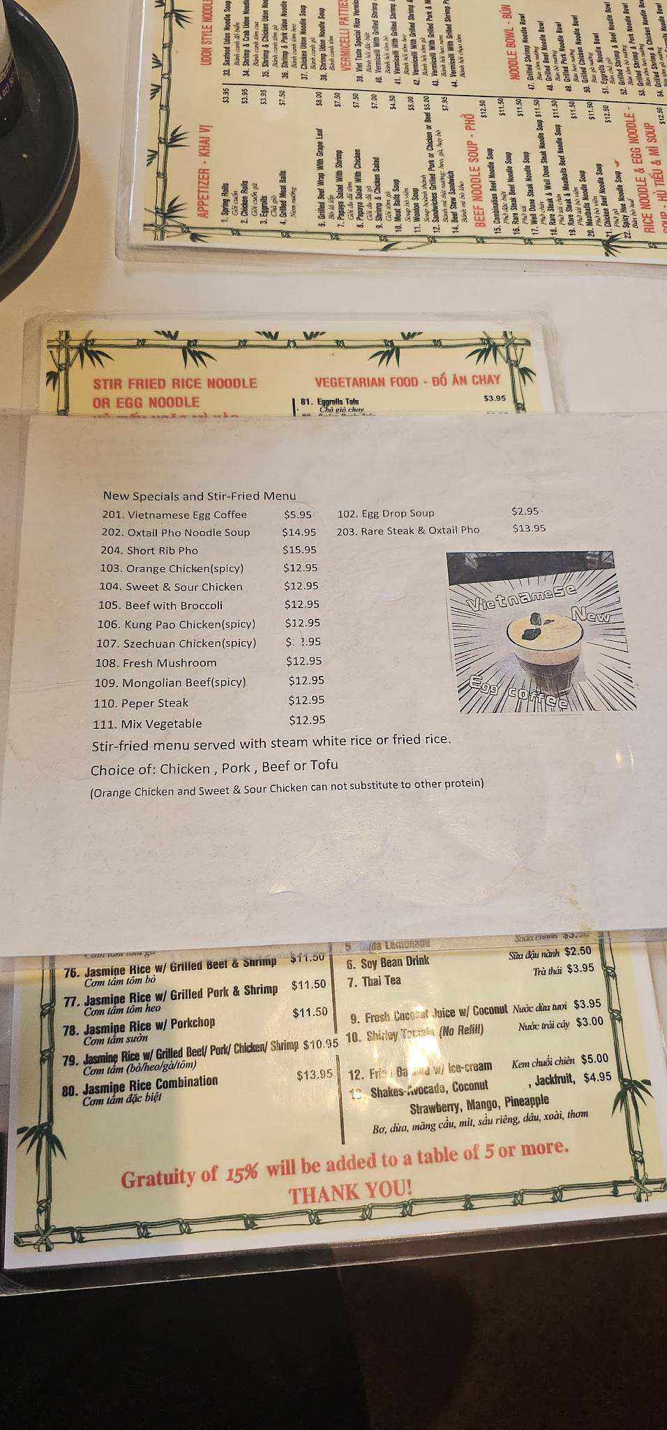 Menu at Viet Taste restaurant, Albuquerque, Menaul Blvd NE