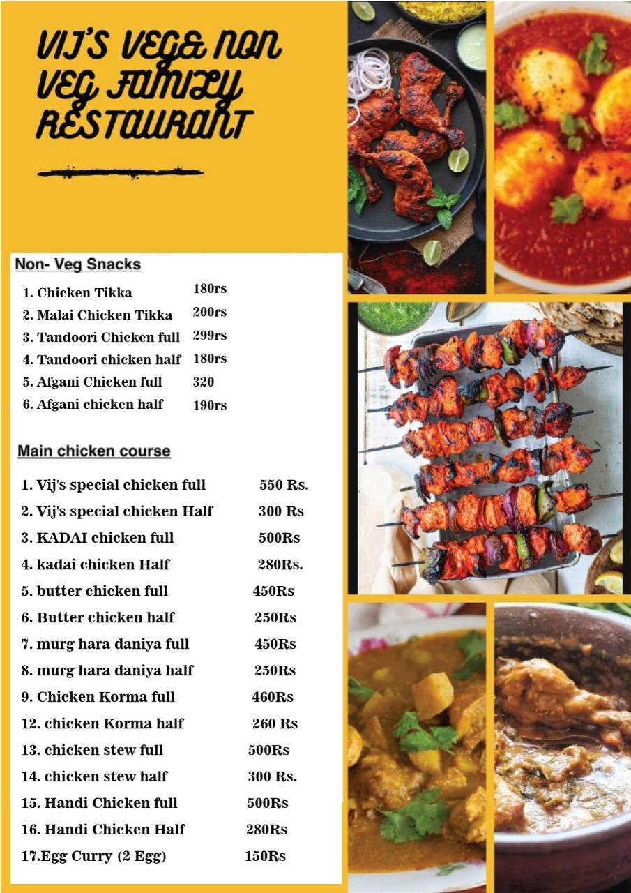 Menu at Vij's Veg & Non-Veg Restaurant, Jaipur
