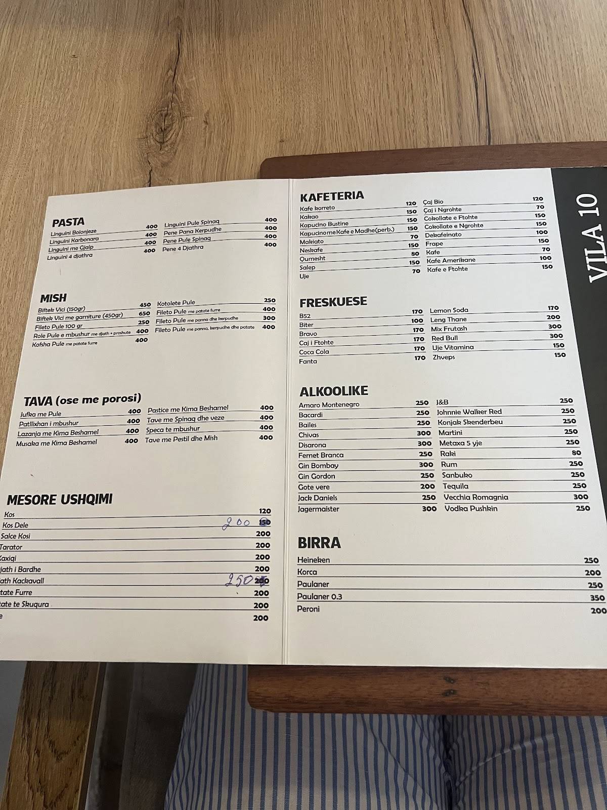 Menu at Vila 10 Restaurant, Elbasan
