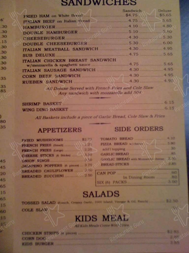 Menu at Villa Pizza pizzeria, Griffith