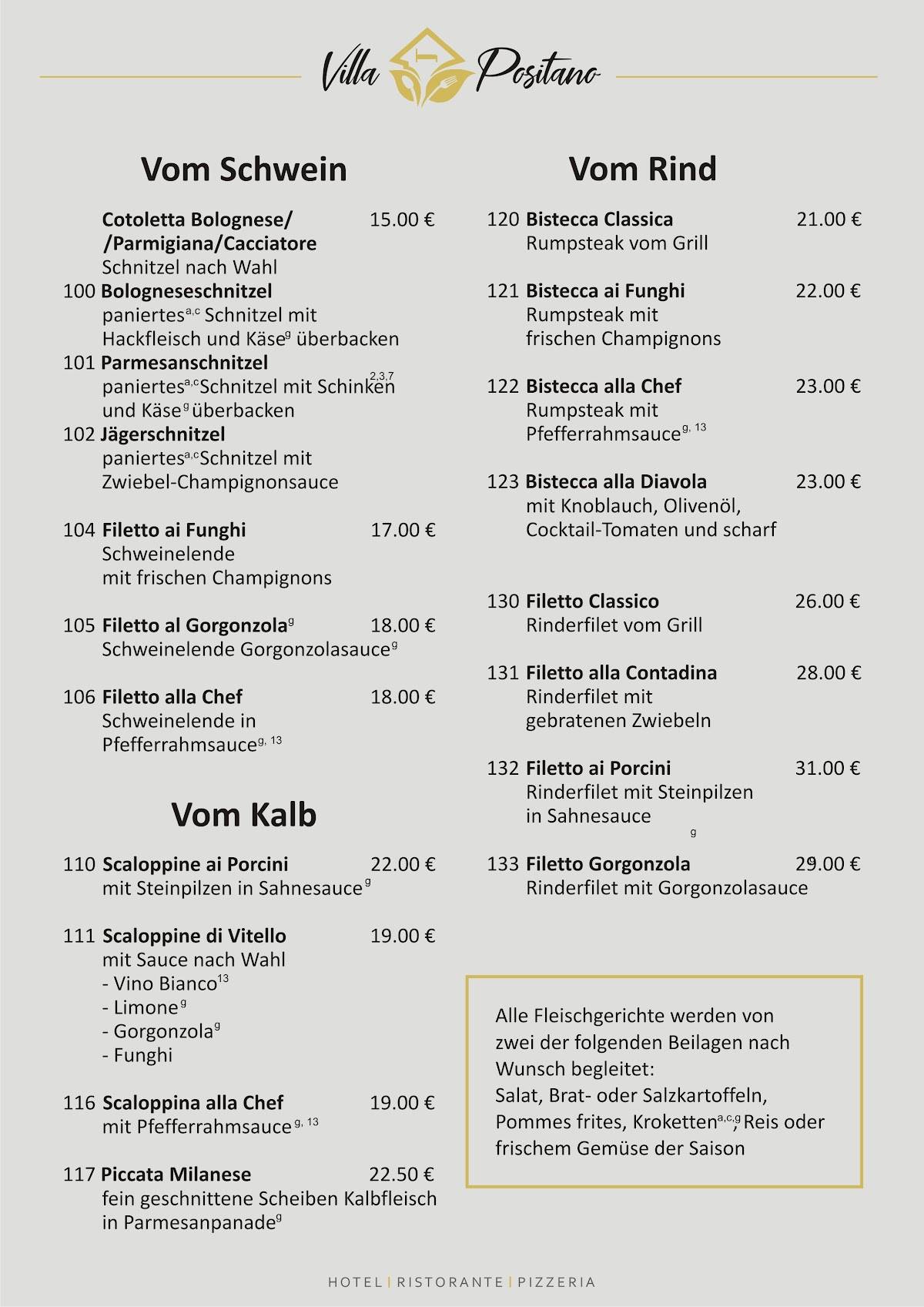 Speisekarte von Villa Positano restaurant, Riedstadt