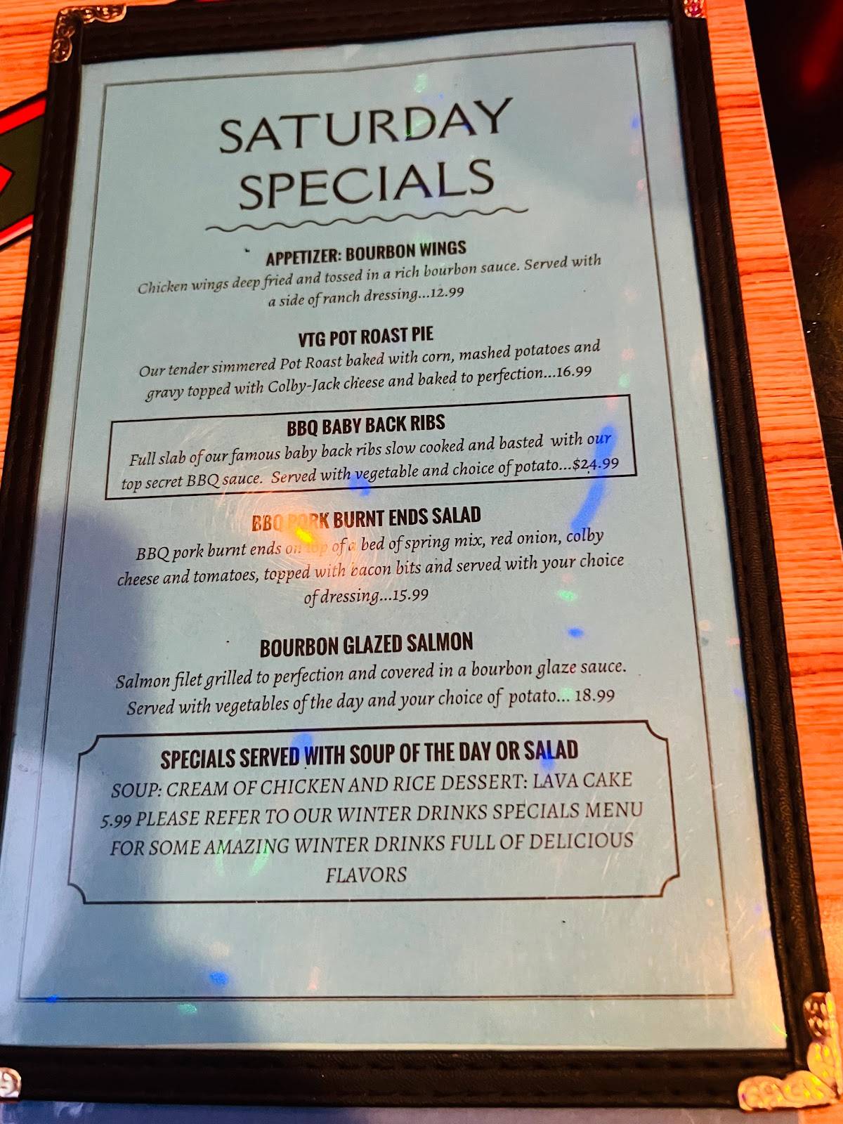 Menu at Village Tavern & Grill of South Elgin pub & bar, South Elgin