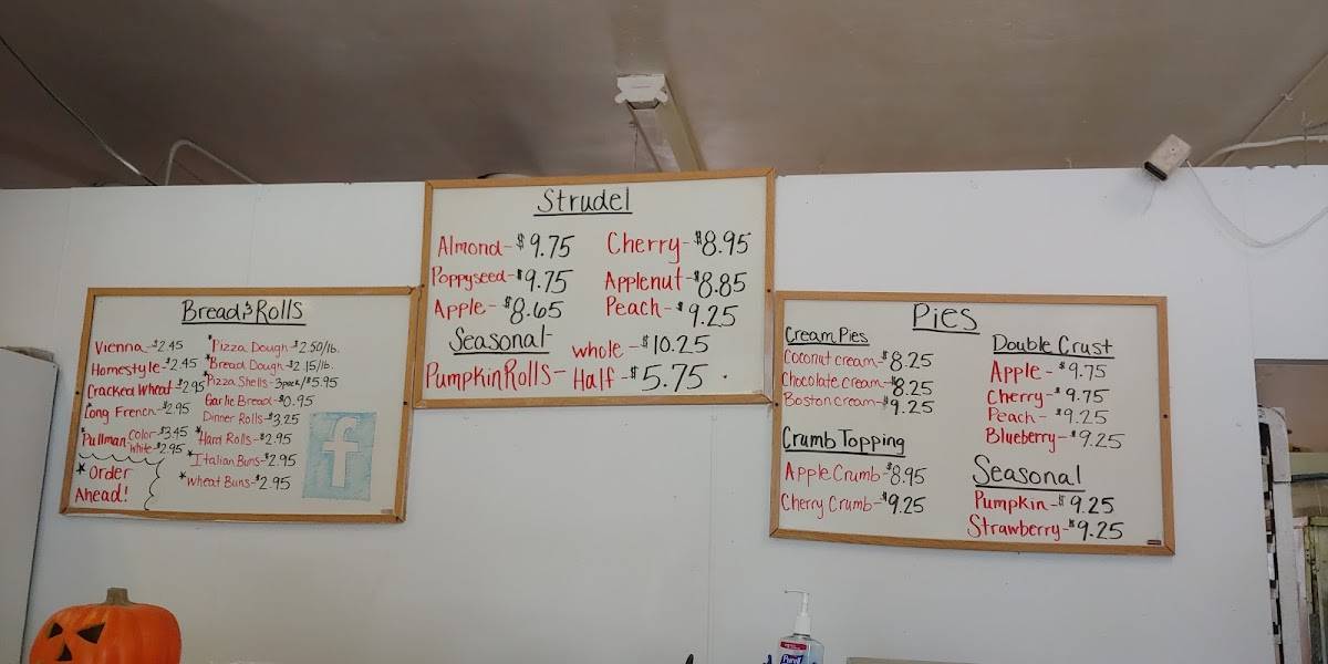 Menu at Vincent's Bakery, Cuyahoga Falls