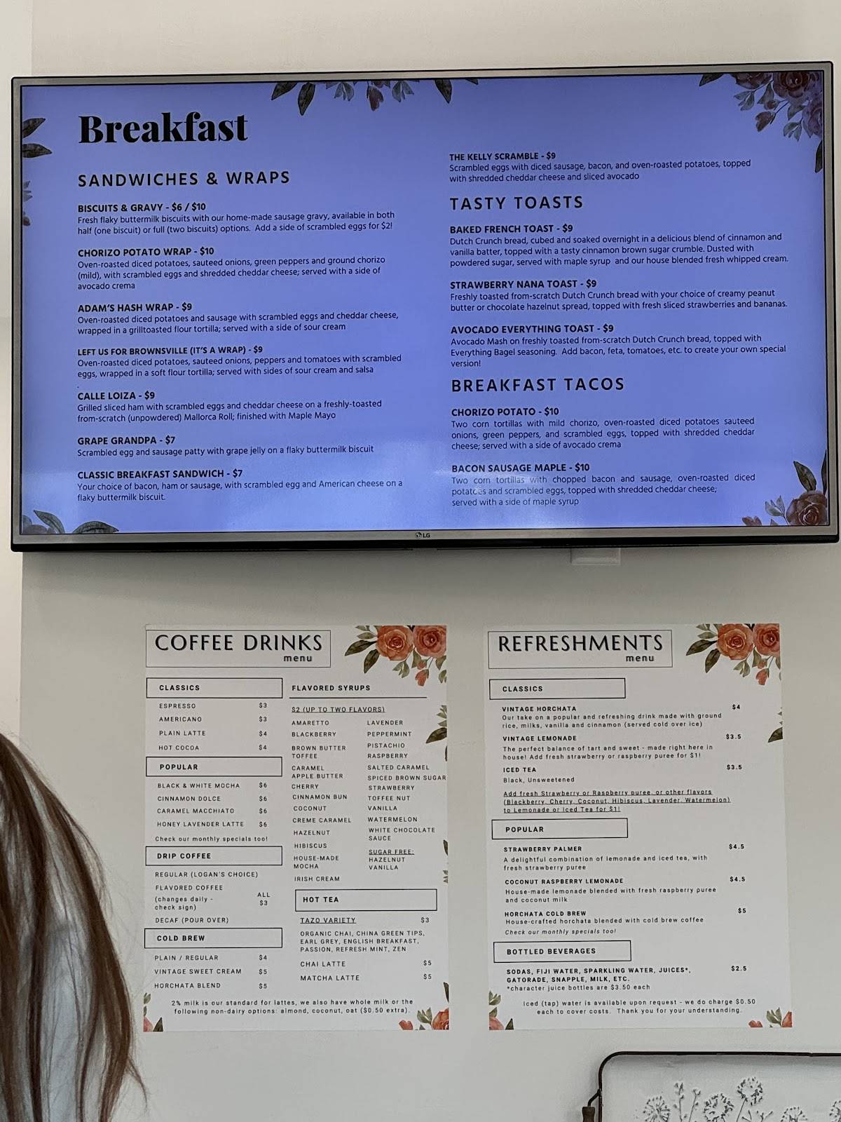 Menu at Vintage Rose Bakery & Sandwich Shop, De Pere