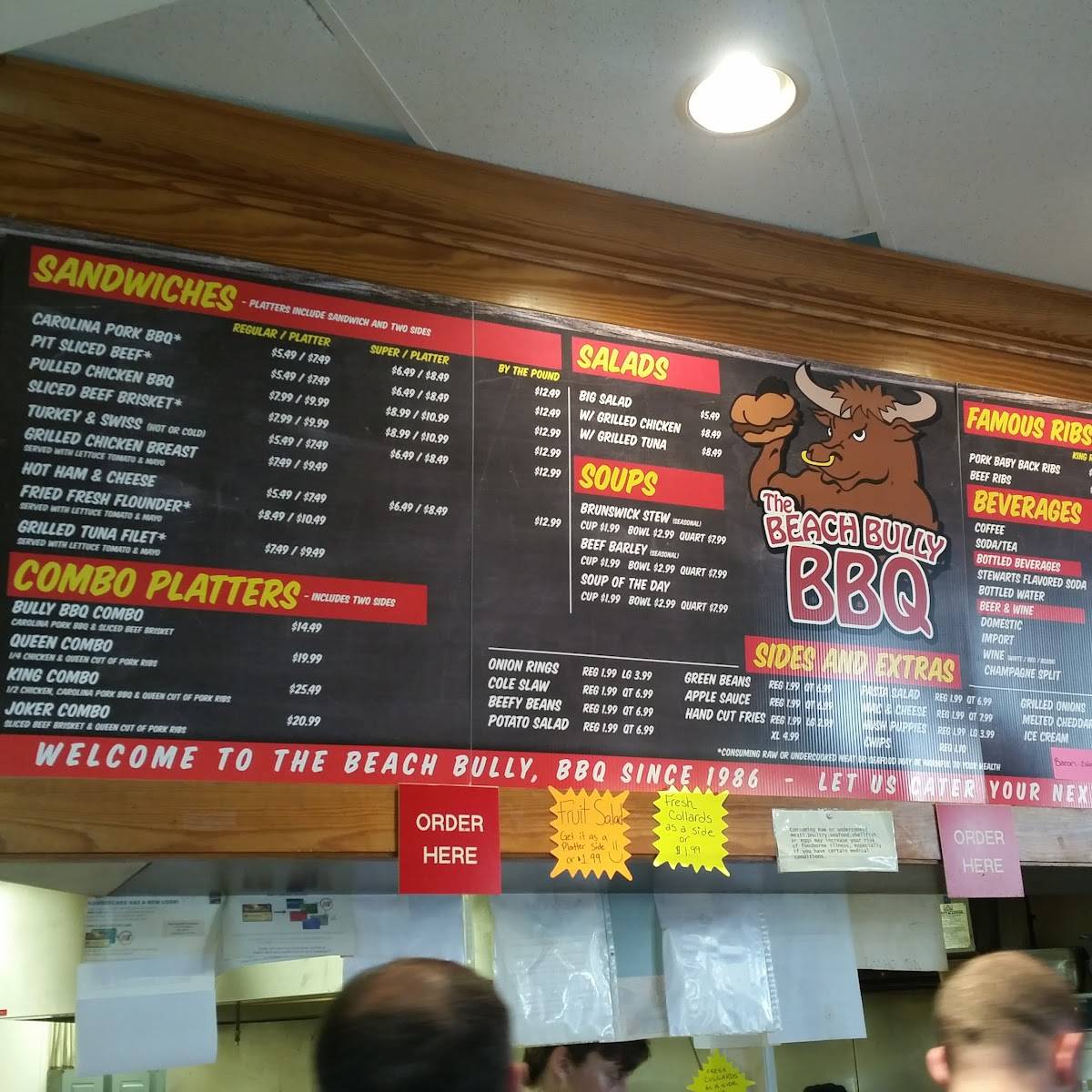Menu at The Beach Bully BBQ, Virginia Beach