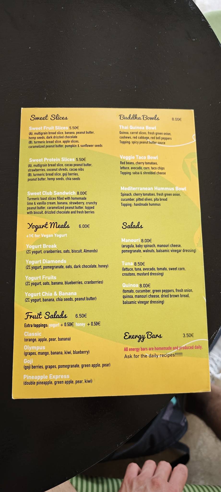 Menu at Vitamin Bar, Kos