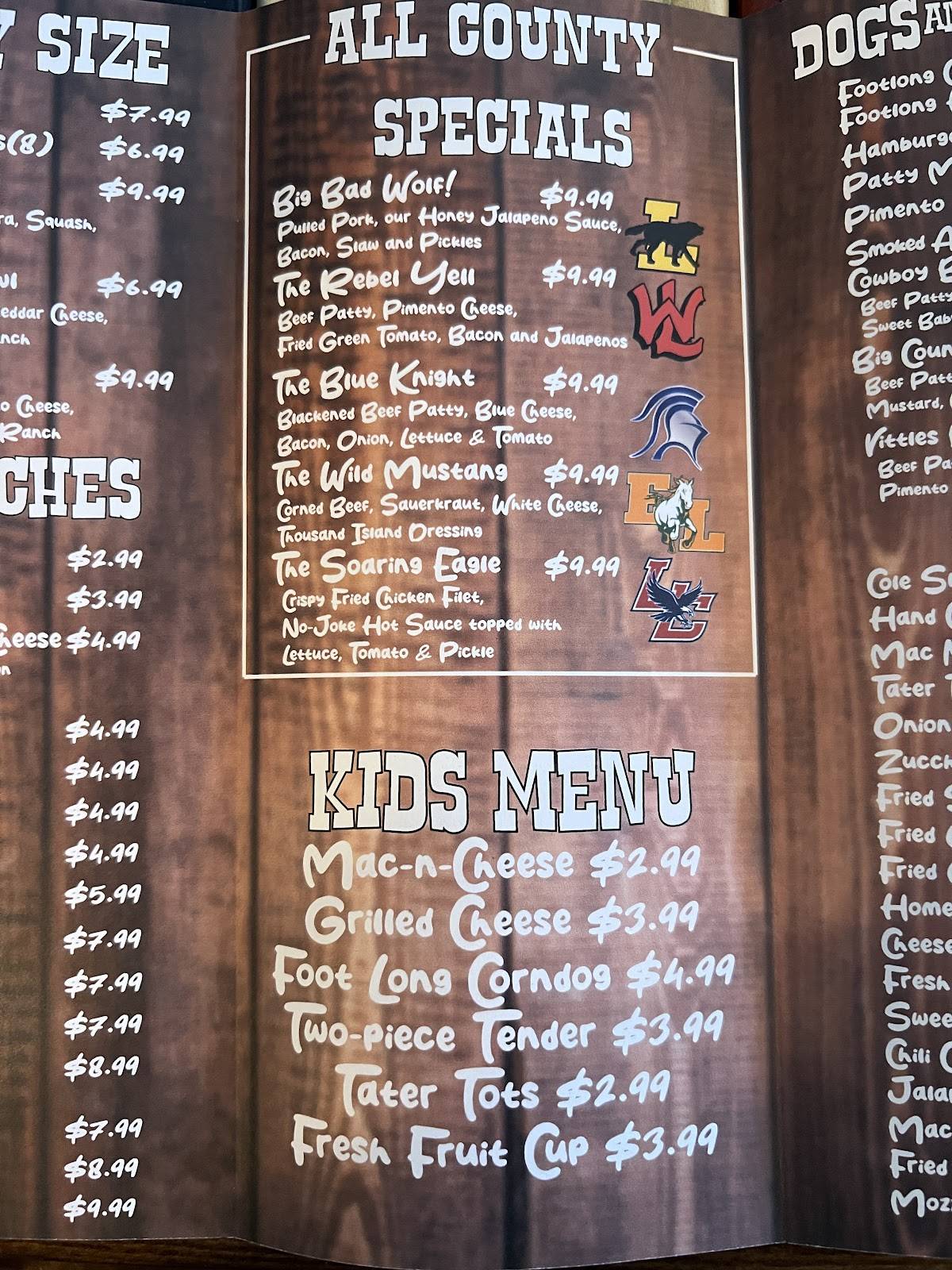 Menu at Vittles restaurant, Lincolnton