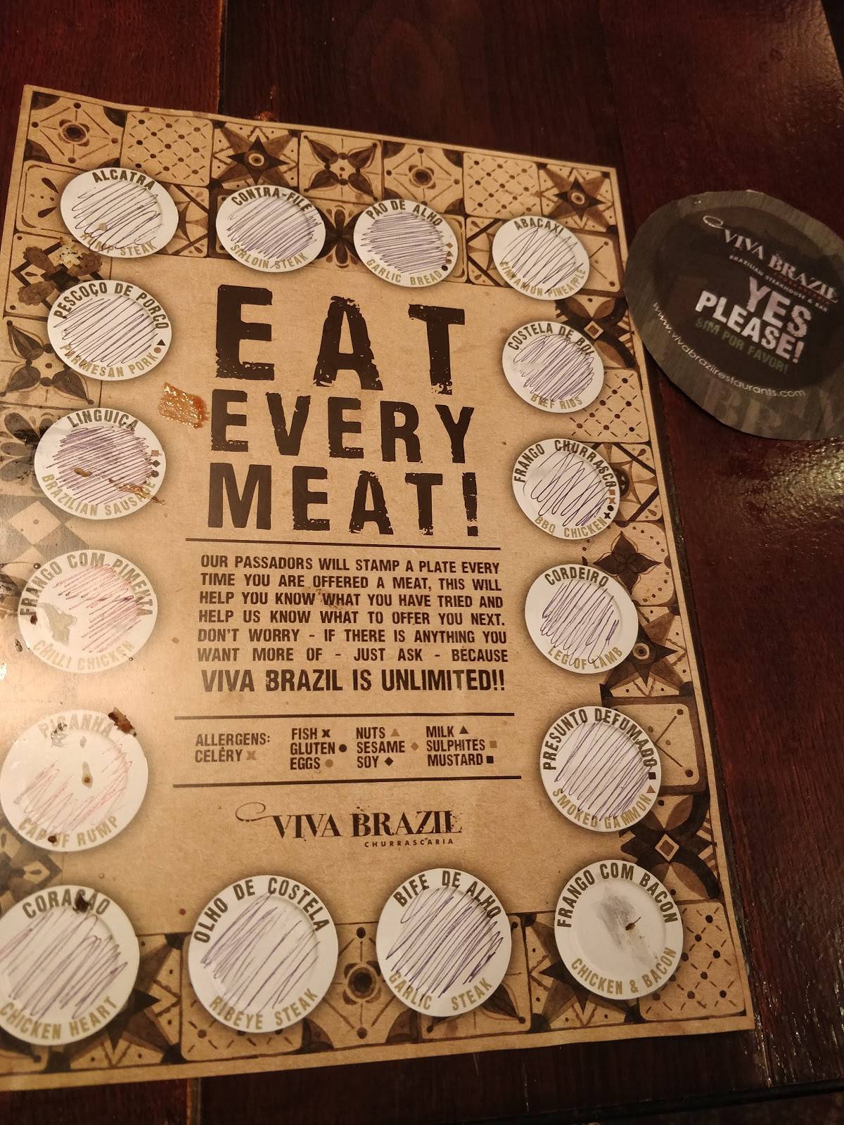 Menu at Viva Brazil Cardiff pub & bar, Cardiff