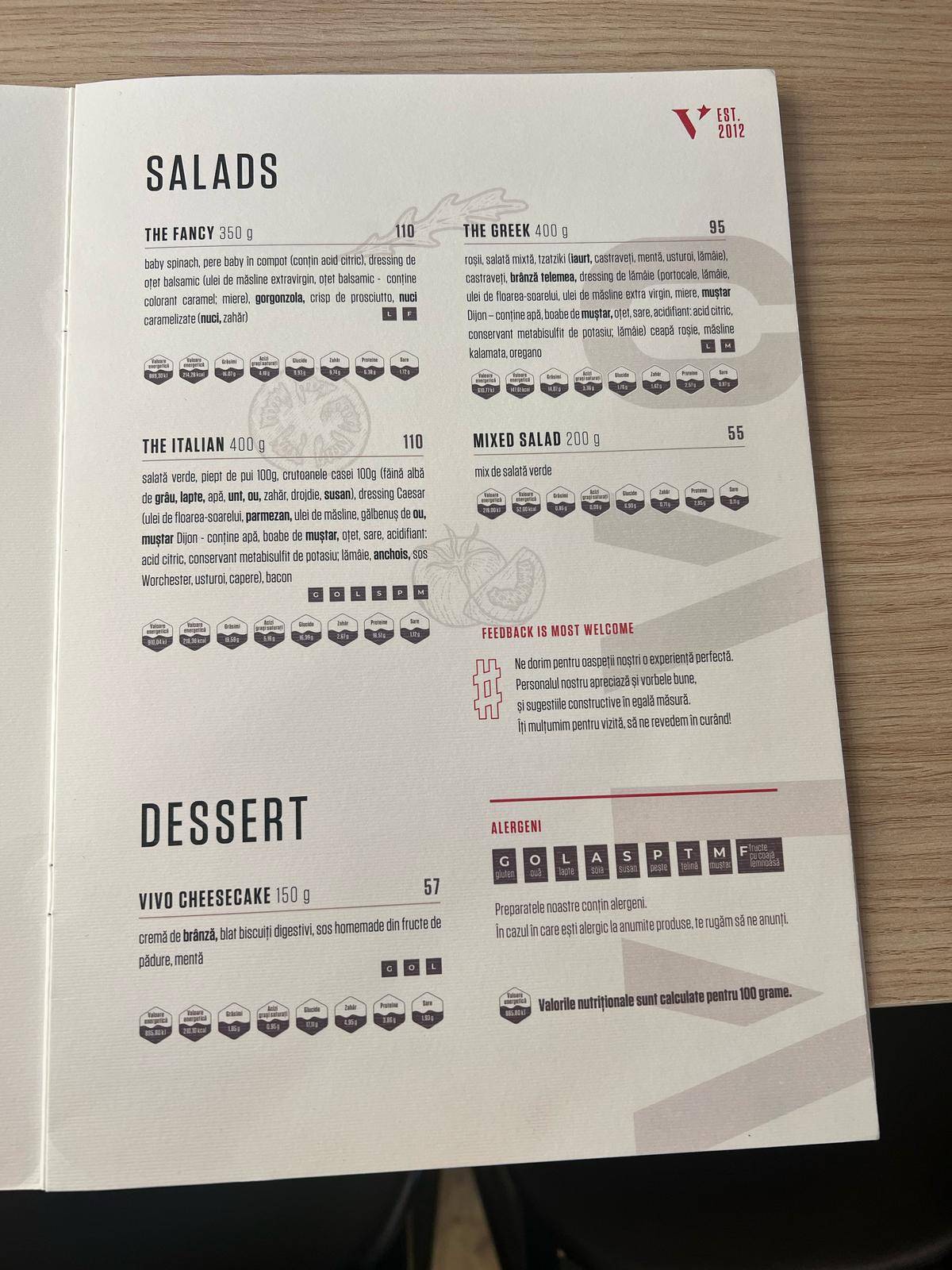 Menu at Vivo - Fusion Food Bar Floreasca, Bucharest, Globalworth Tower
