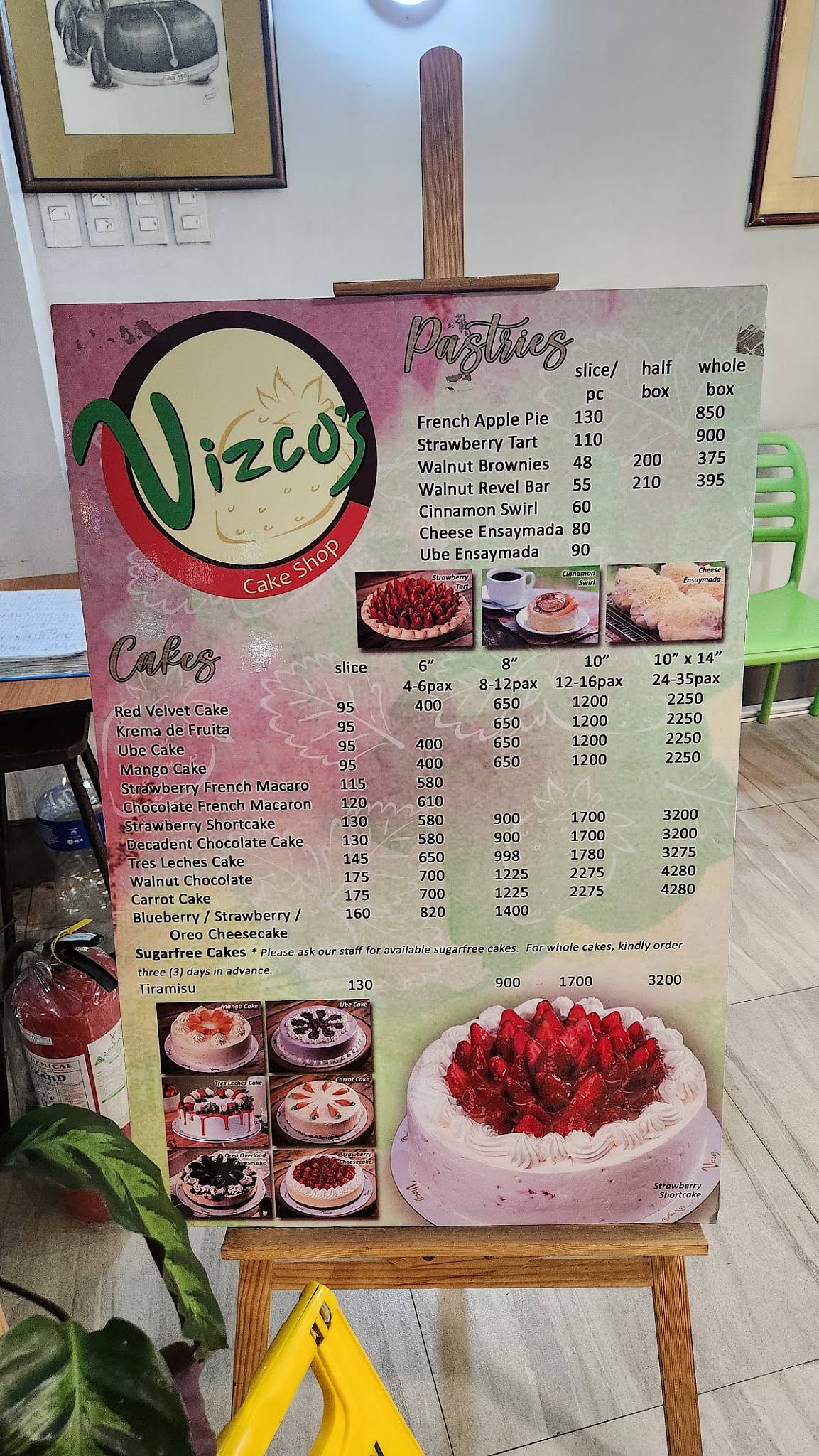 Menu at Vizco's Restaurant & Cake Shop, Baguio