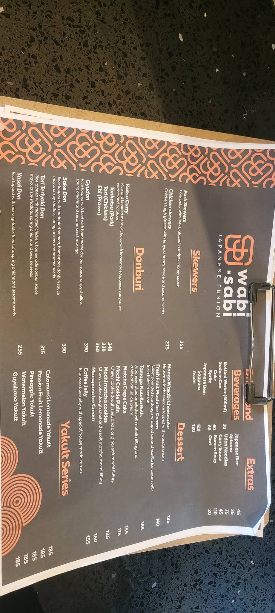 Menu at WABI SABI JAPANESE FUSION restaurant, Koronadal City