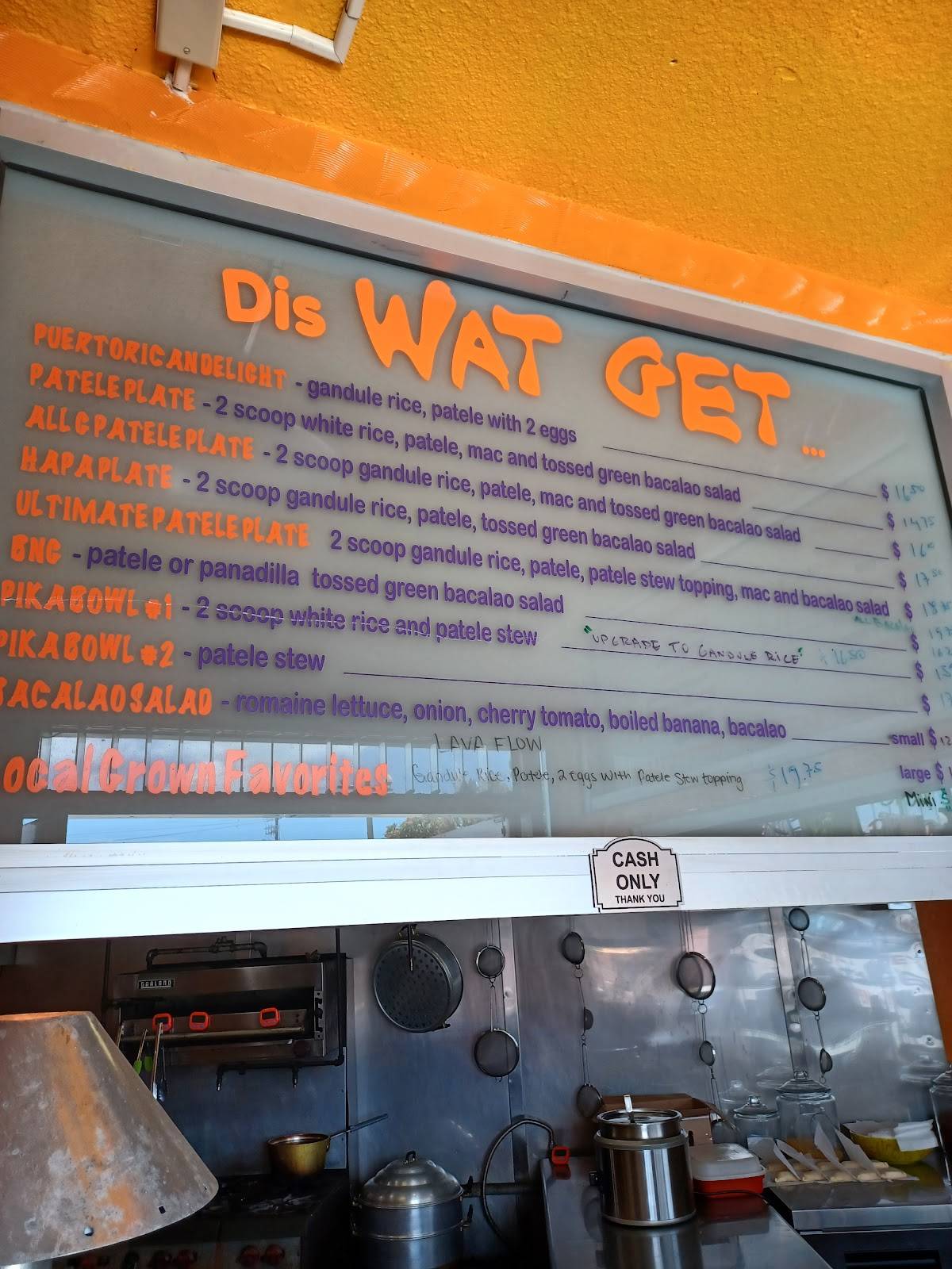 Menu at WAT GET KITCHEN restaurant, Waipahu