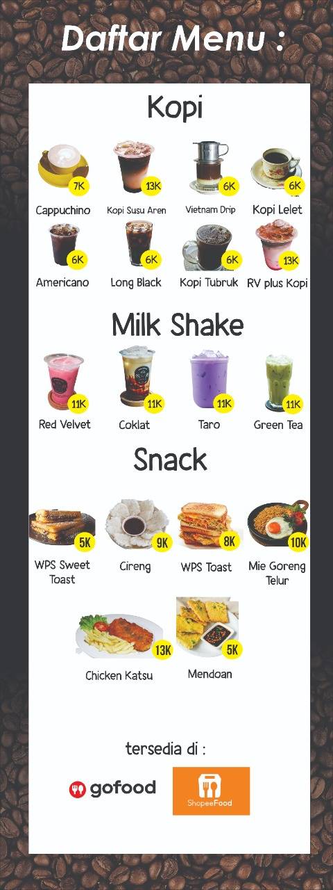 Menu at WPS Coffee, Semarang