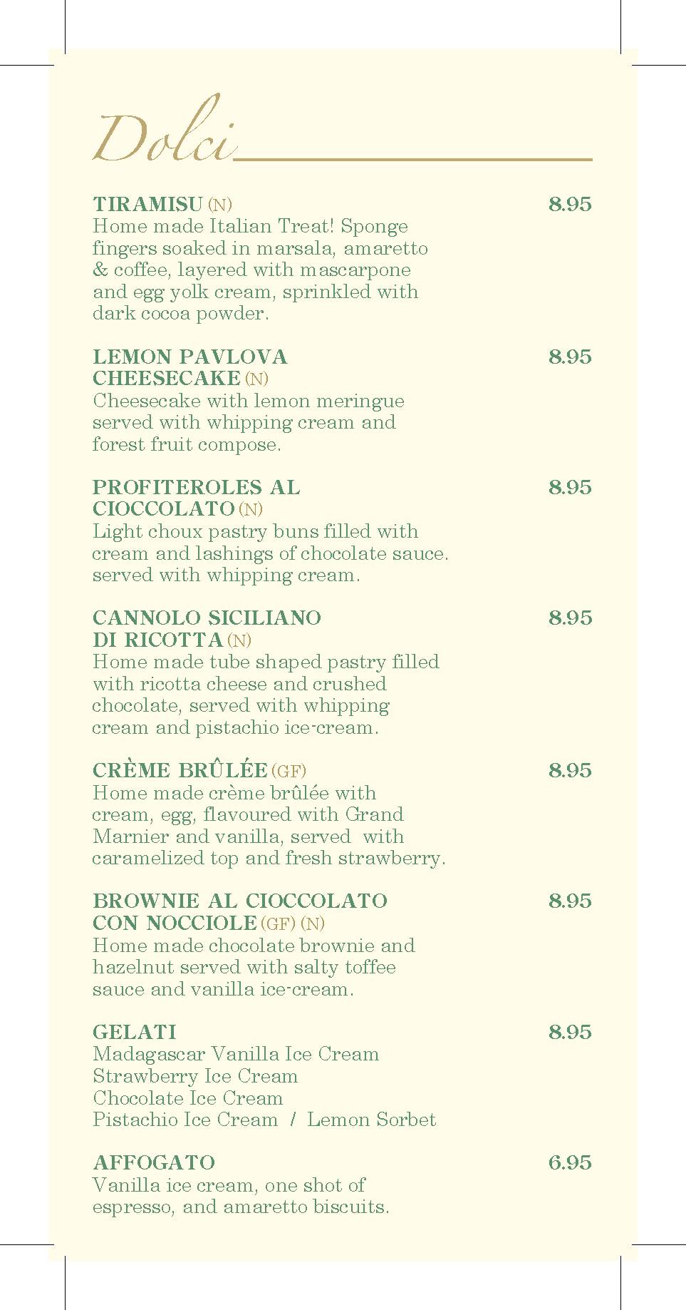 Menu at Capri at Newmillerdam restaurant, Wakefield, 648 Barnsley Rd