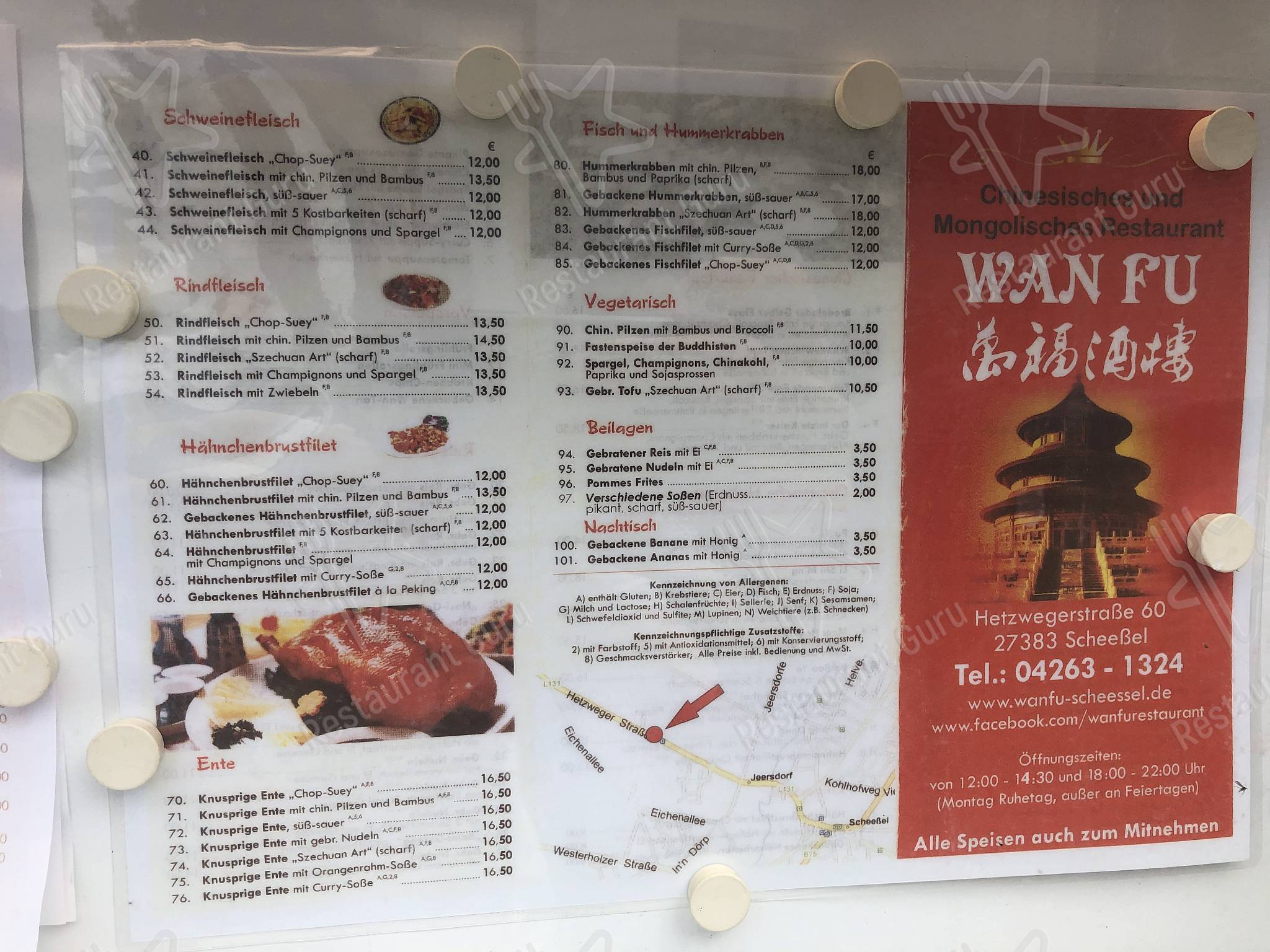 Speisekarte von Wan Fu restaurant, Scheeßel