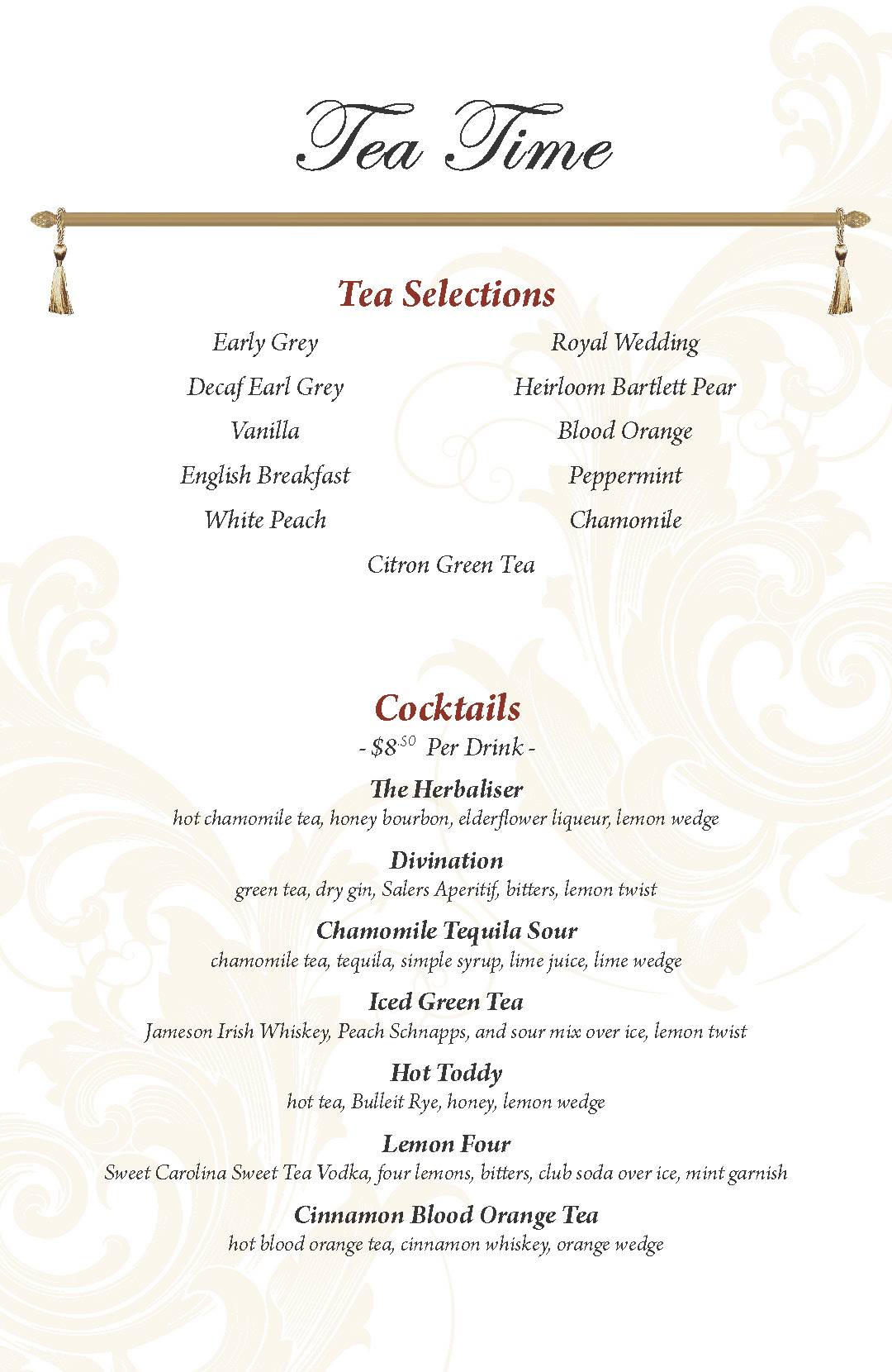Menu at Washington Crossing Inn restaurant, Washington Crossing