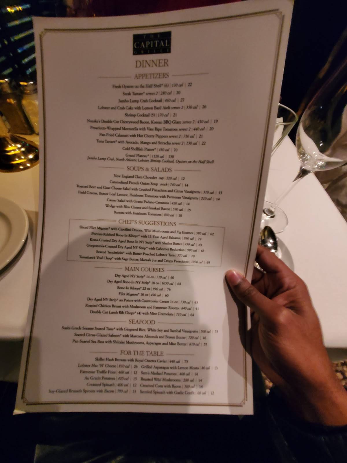 Menu at The Capital Grille pub & bar, Chevy Chase, Western Ave