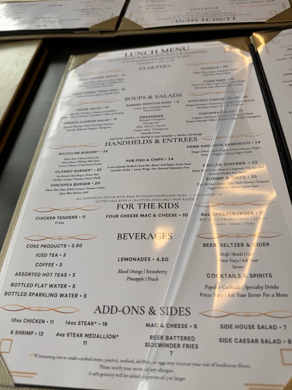 Menu at Watch & Warrant Restaurant, Luray