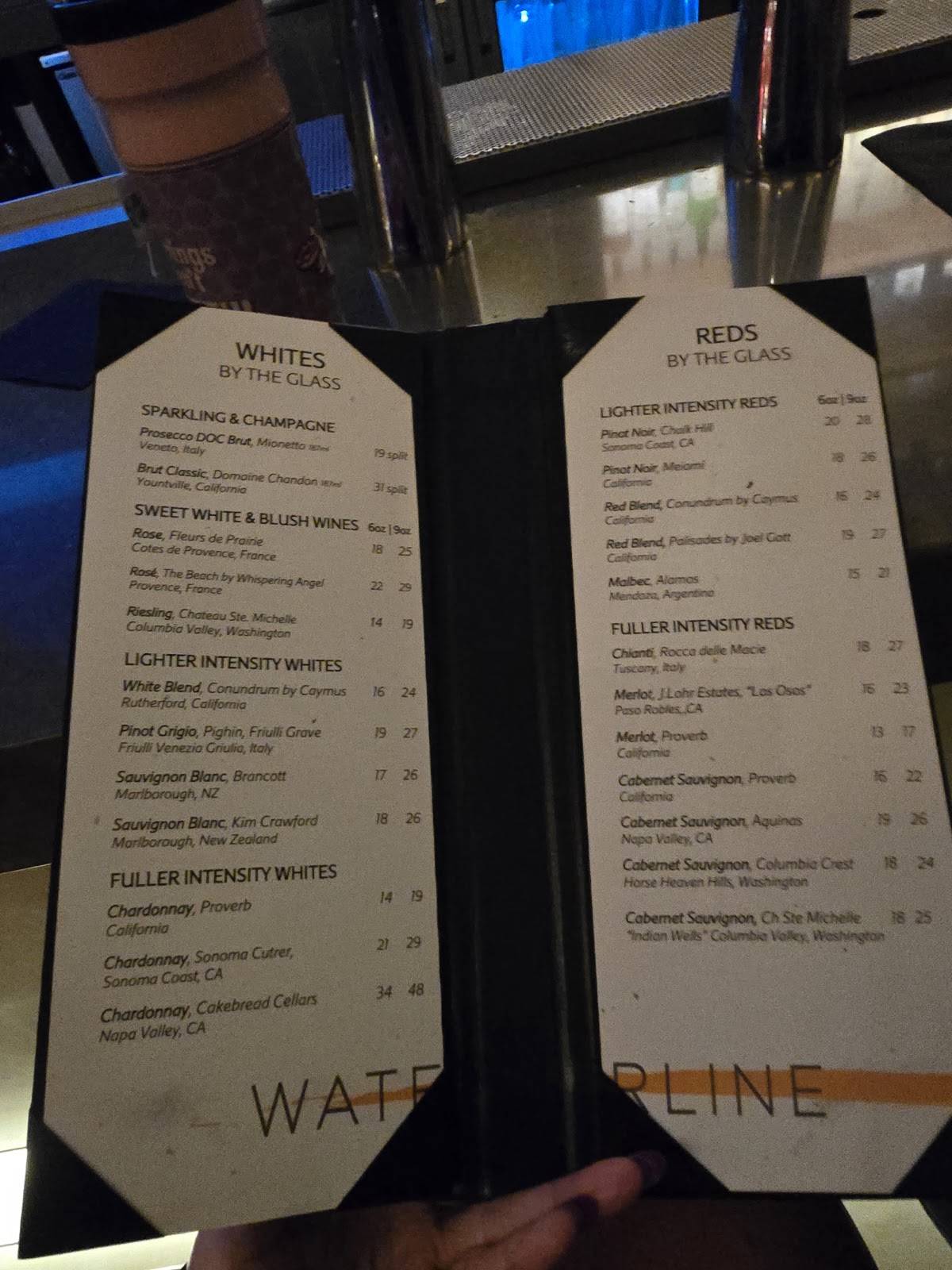 Menu at Waterline pub & bar, Boston
