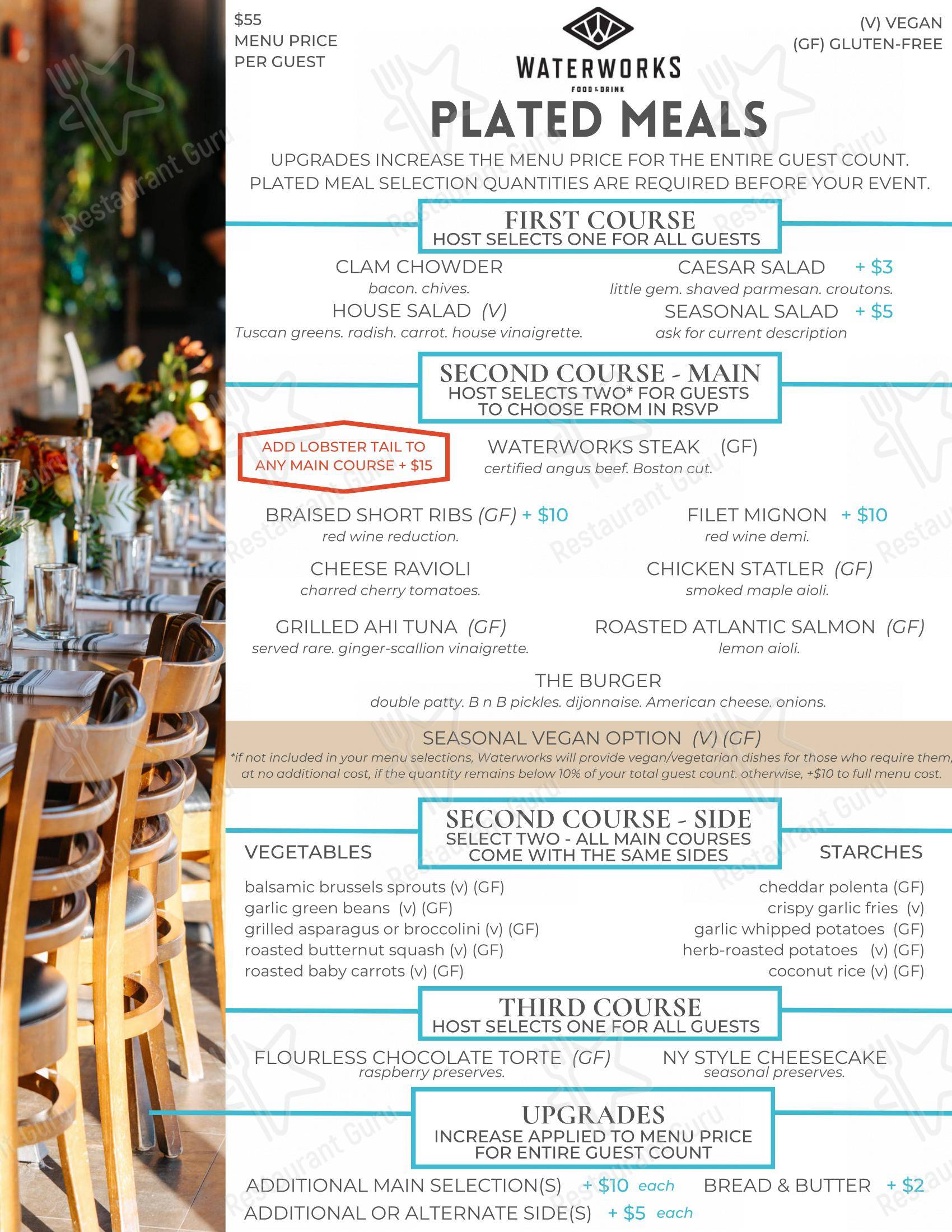 Menu at Waterworks Food + Drink pub & bar, Winooski