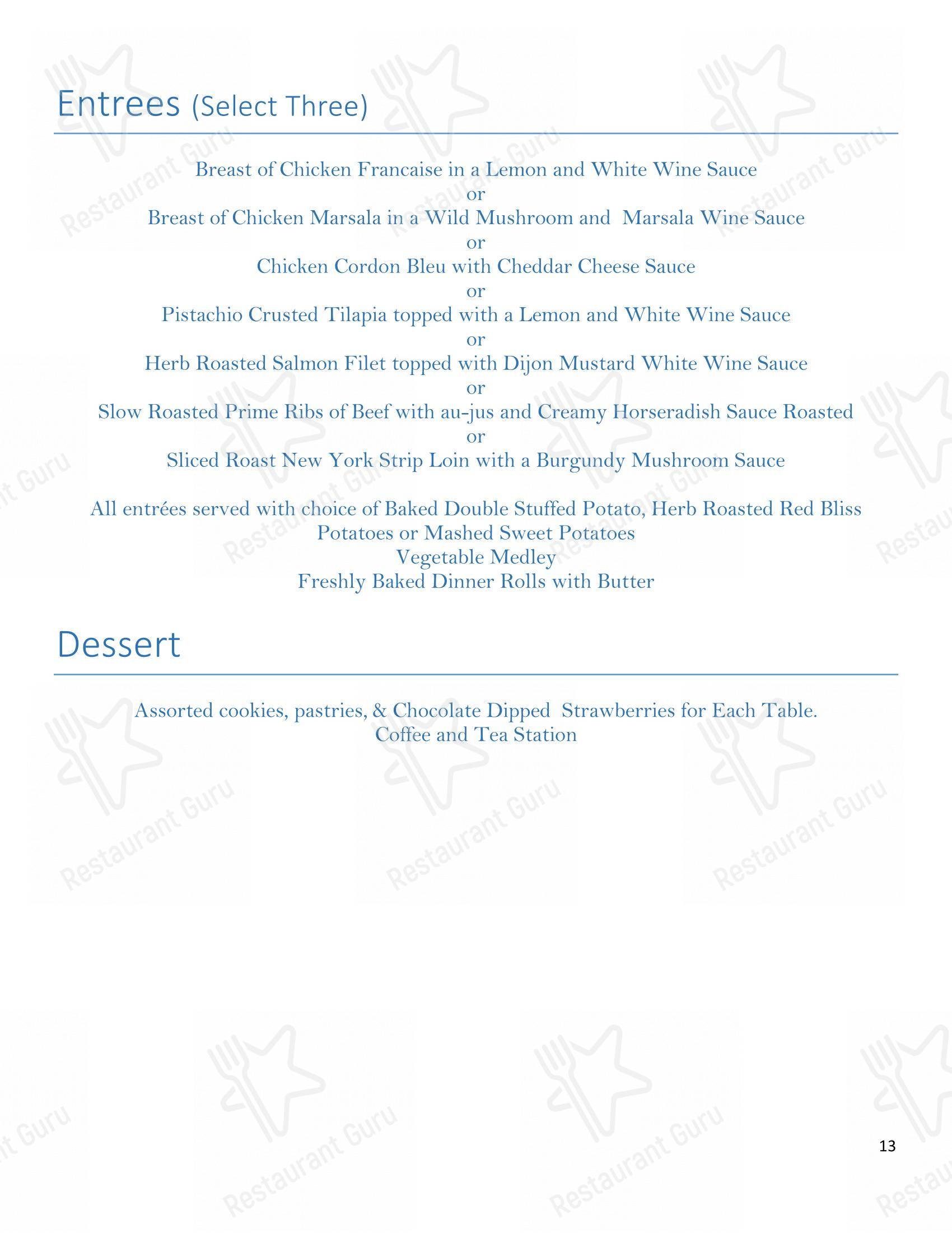 Menu at Waves Restaurant & Bar at the Lakeside Inn, Wakefield
