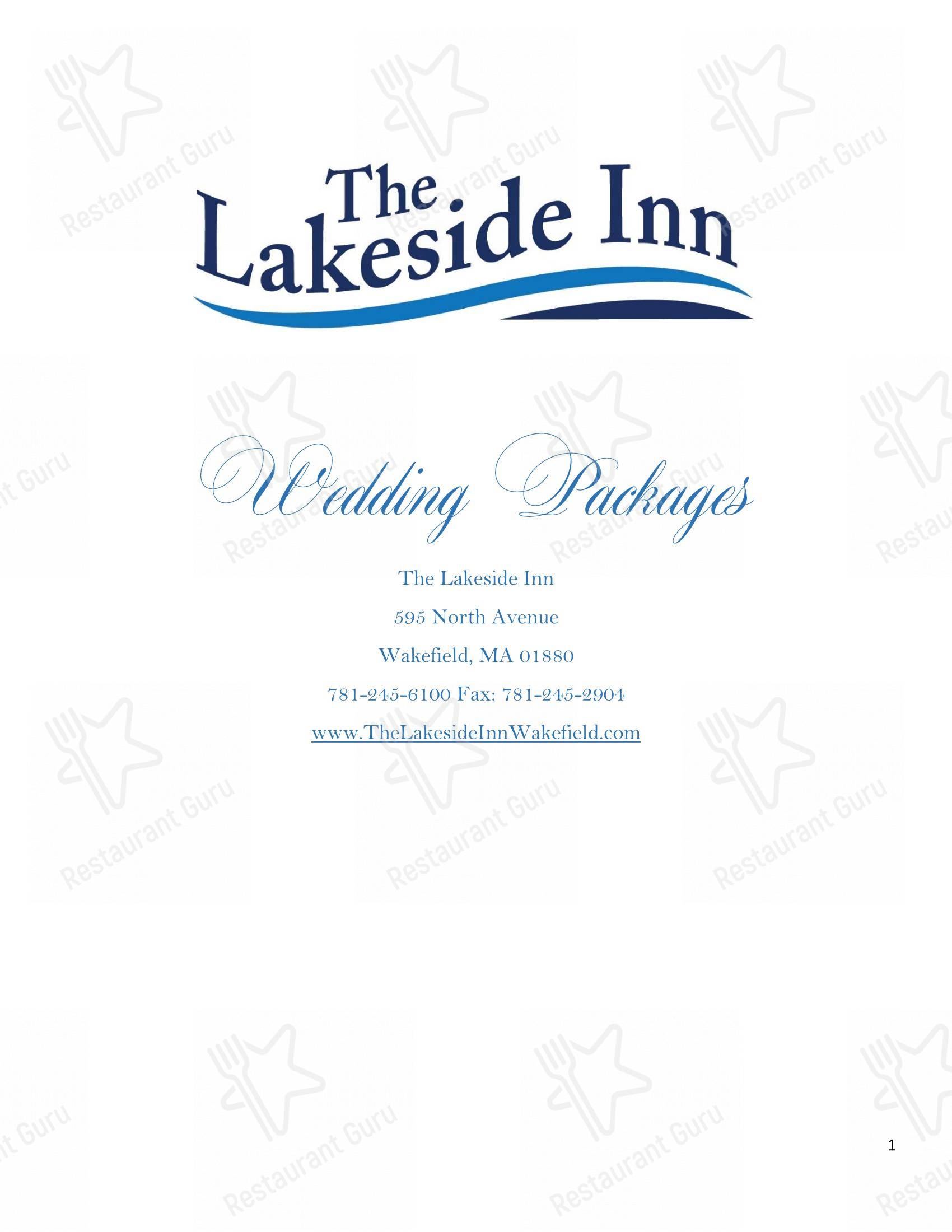 Menu at Waves Restaurant & Bar at the Lakeside Inn, Wakefield