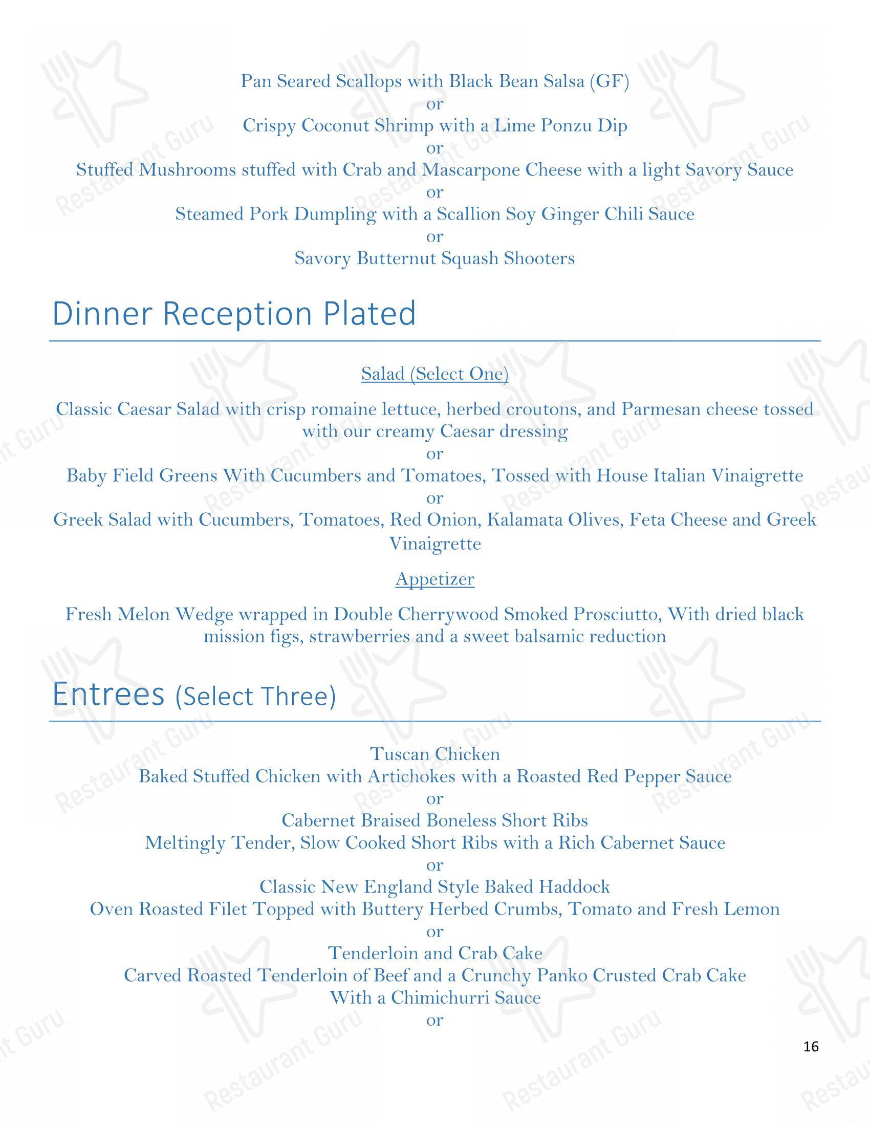 Menu at Waves Restaurant & Bar at the Lakeside Inn, Wakefield