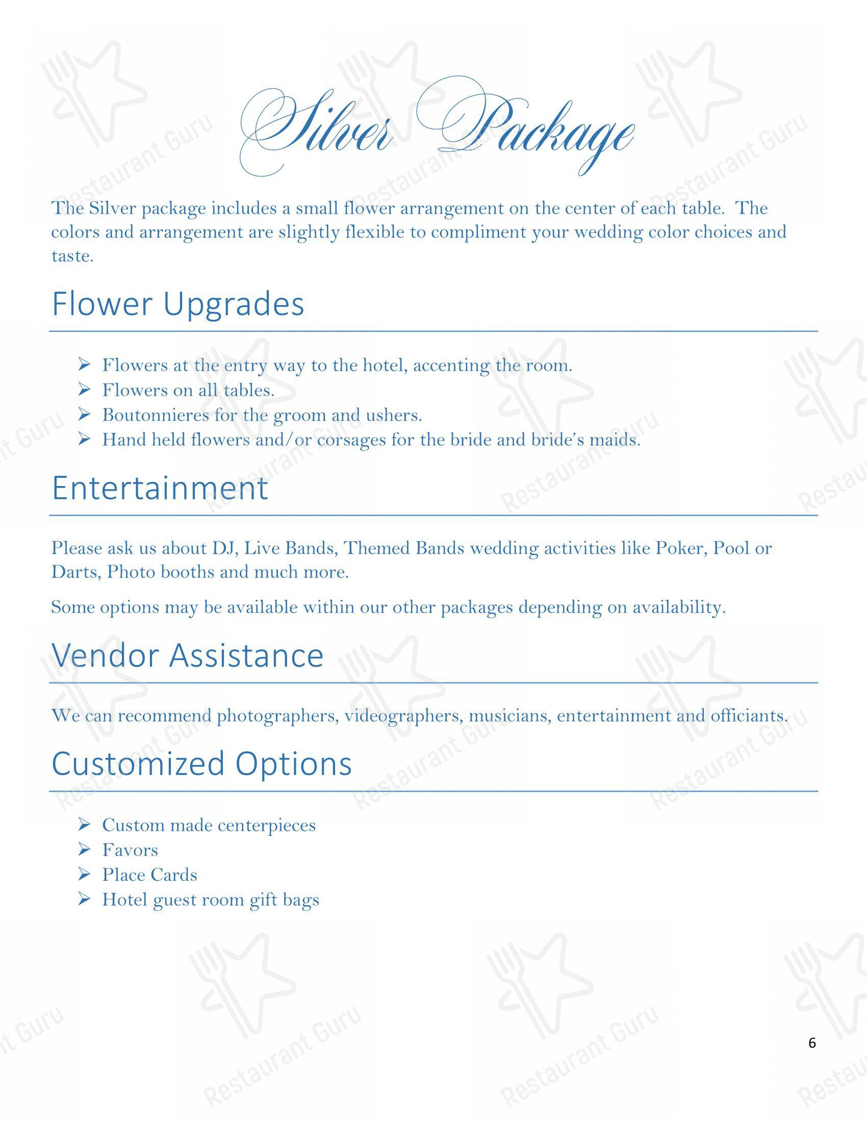 Menu at Waves Restaurant & Bar at the Lakeside Inn, Wakefield