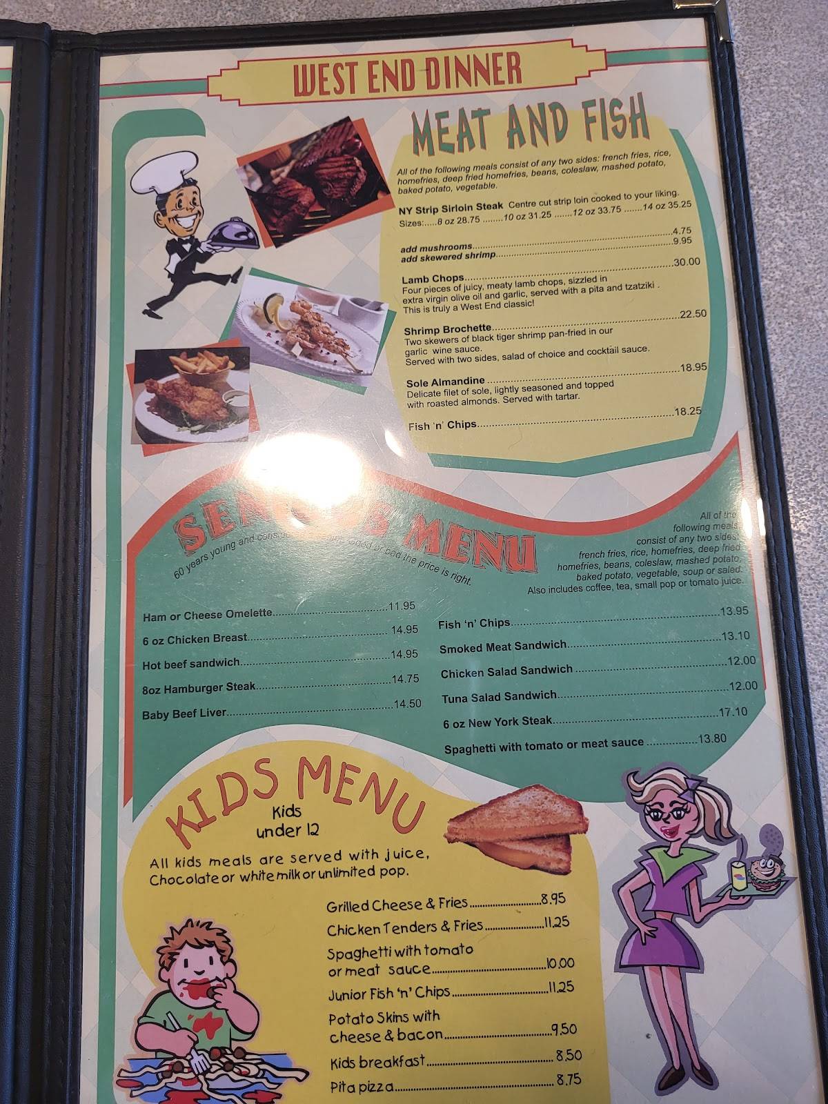 Menu at West End Diner restaurant, Hamilton