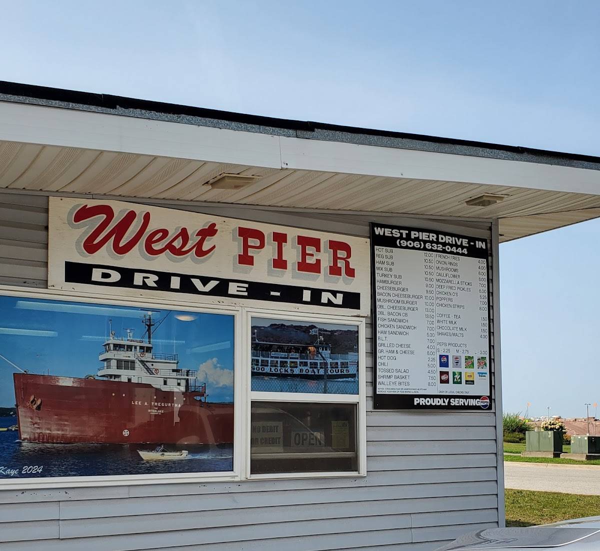 Menu at West Pier Drive-In restaurant, Sault Ste. Marie