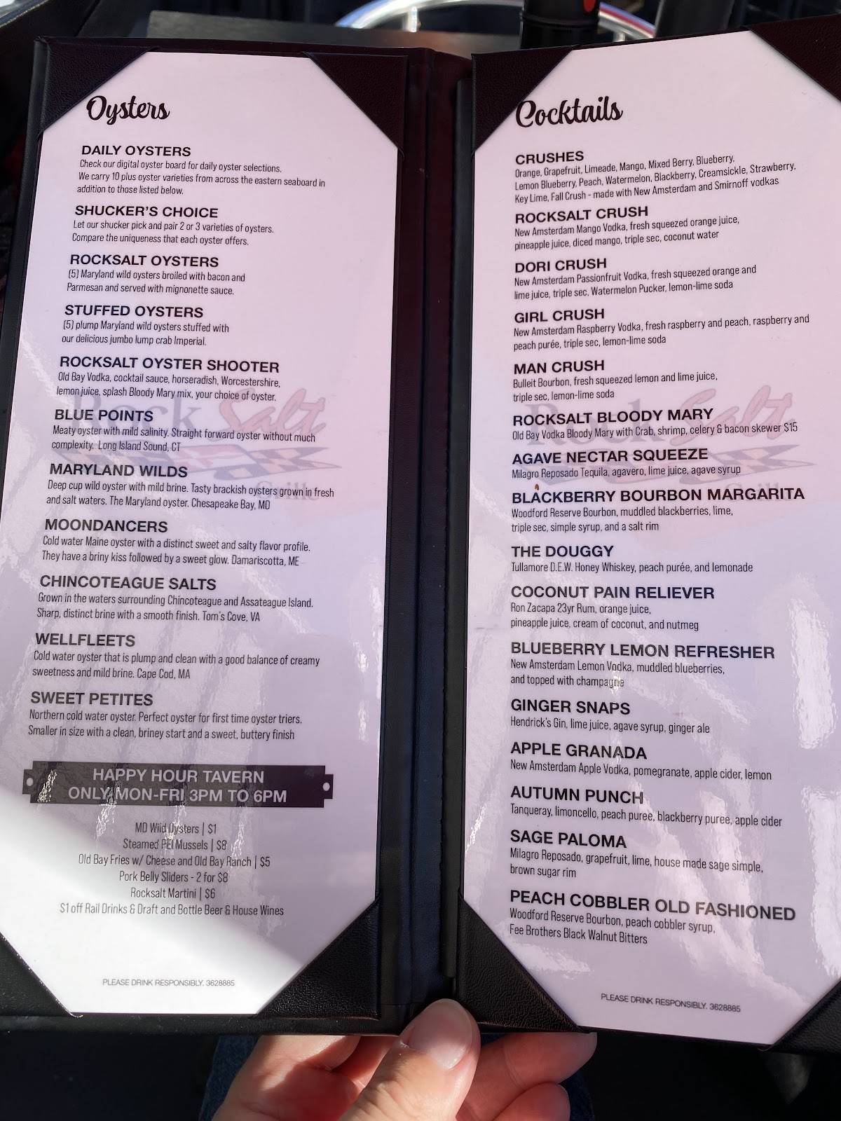 Menu at RockSalt Grille restaurant, Westminster