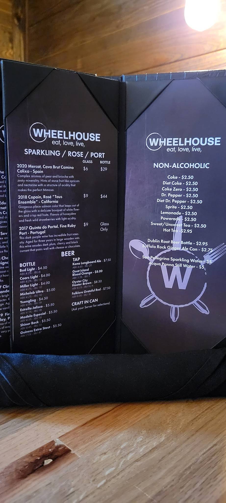 Menu at Wheelhouse restaurant, Opp