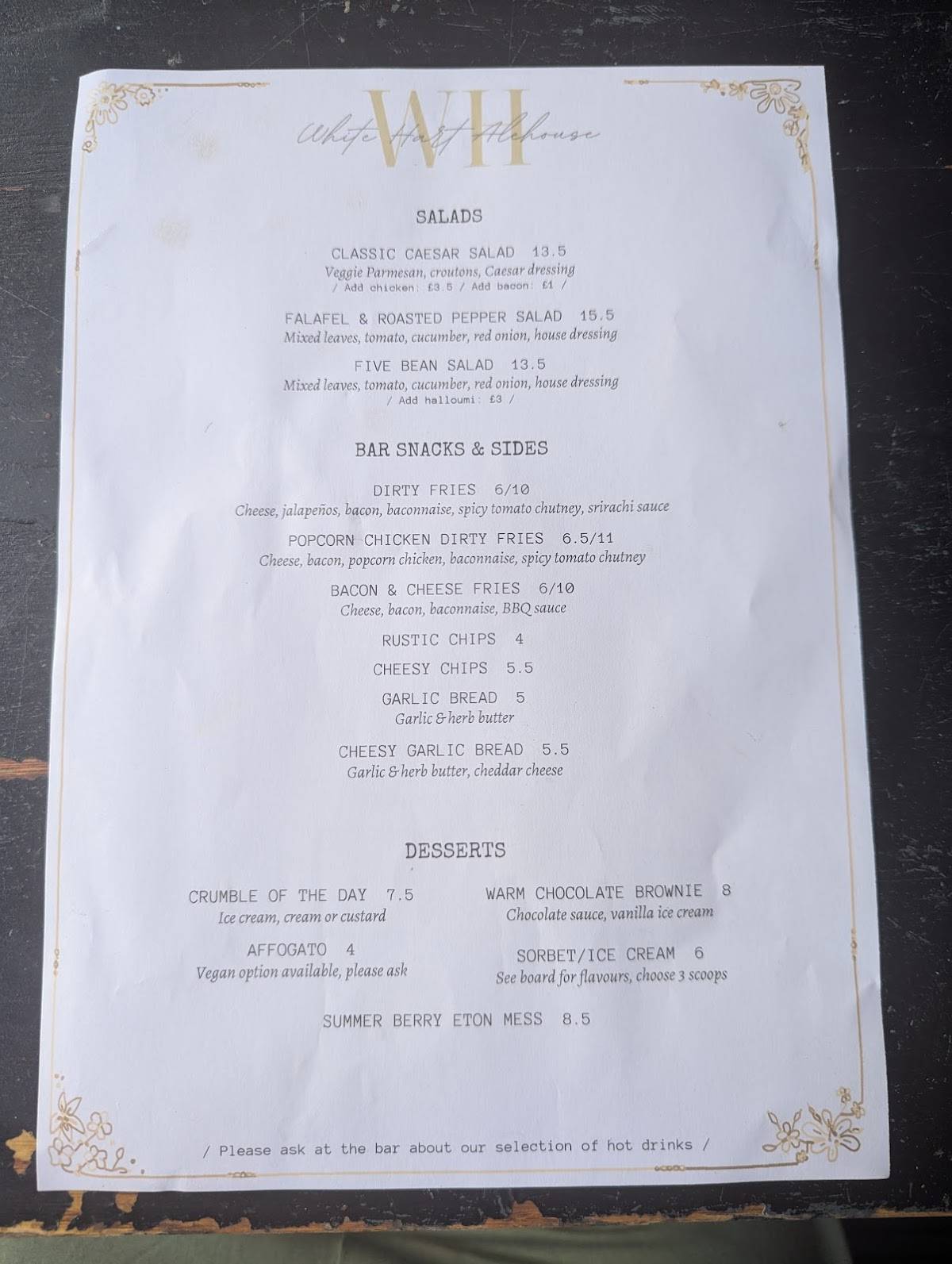 Menu at White Hart - Alehouse & Kitchen pub & bar, Sturminster Newton