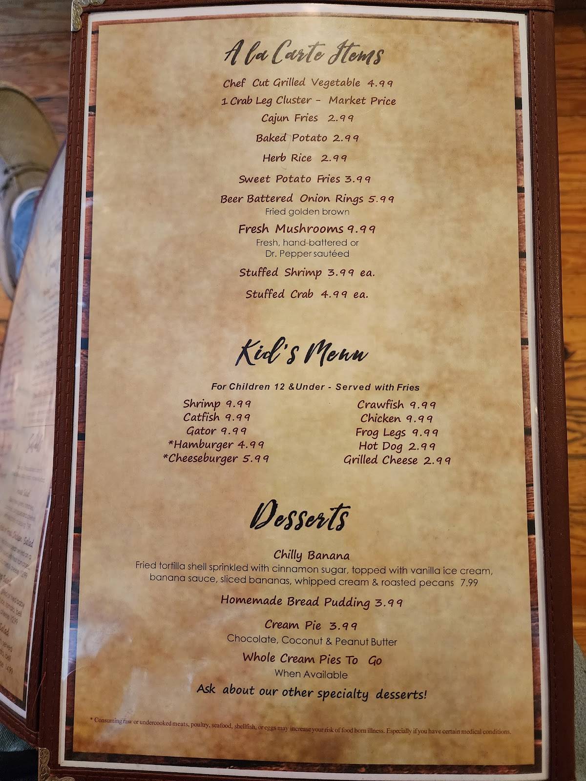 Menu at Who Dat's Cajun Restaurant, Bald Knob