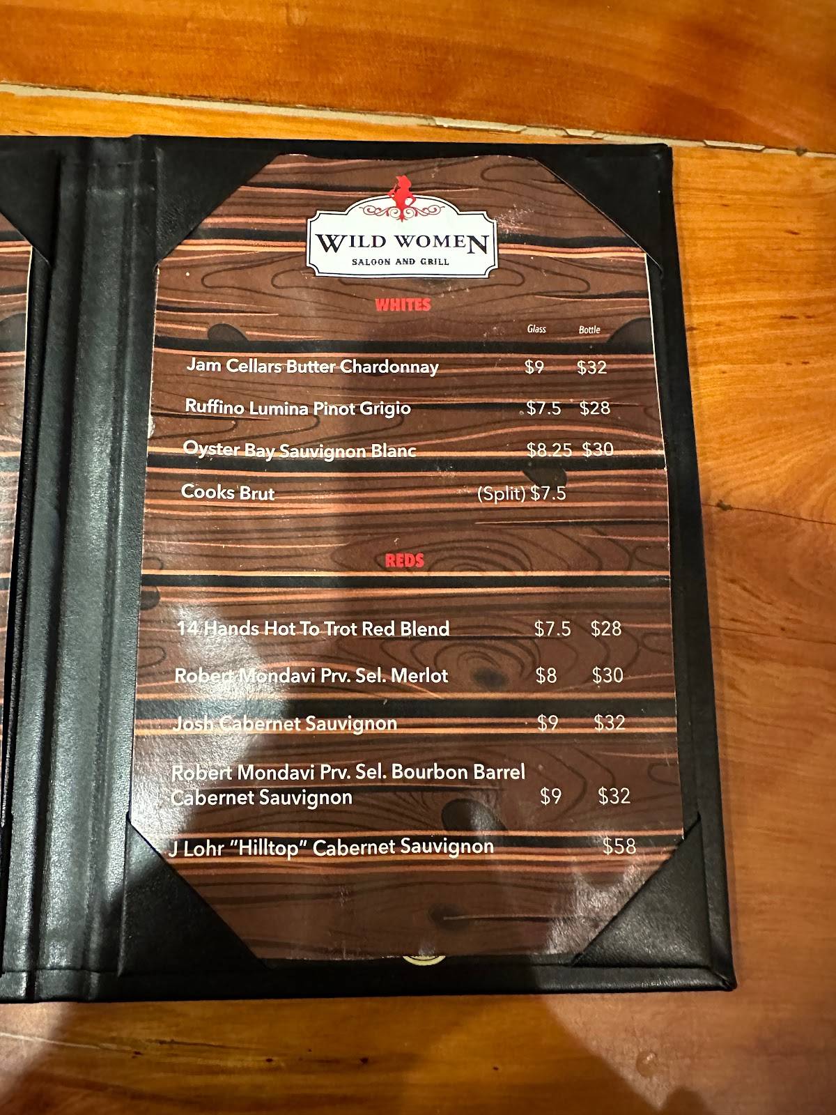 Menu at Wild Women Saloon and Grill pub & bar, Heber-Overgaard
