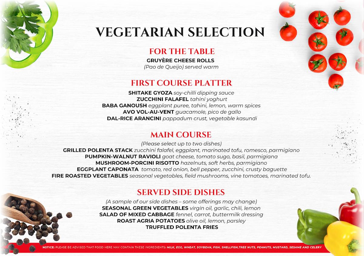 Menu at Wildfire Restaurant Wellington, Wellington