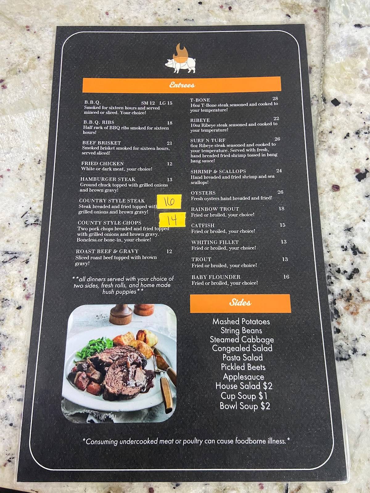 Menu at Wilson's BBQ & SeaFood, South Hill