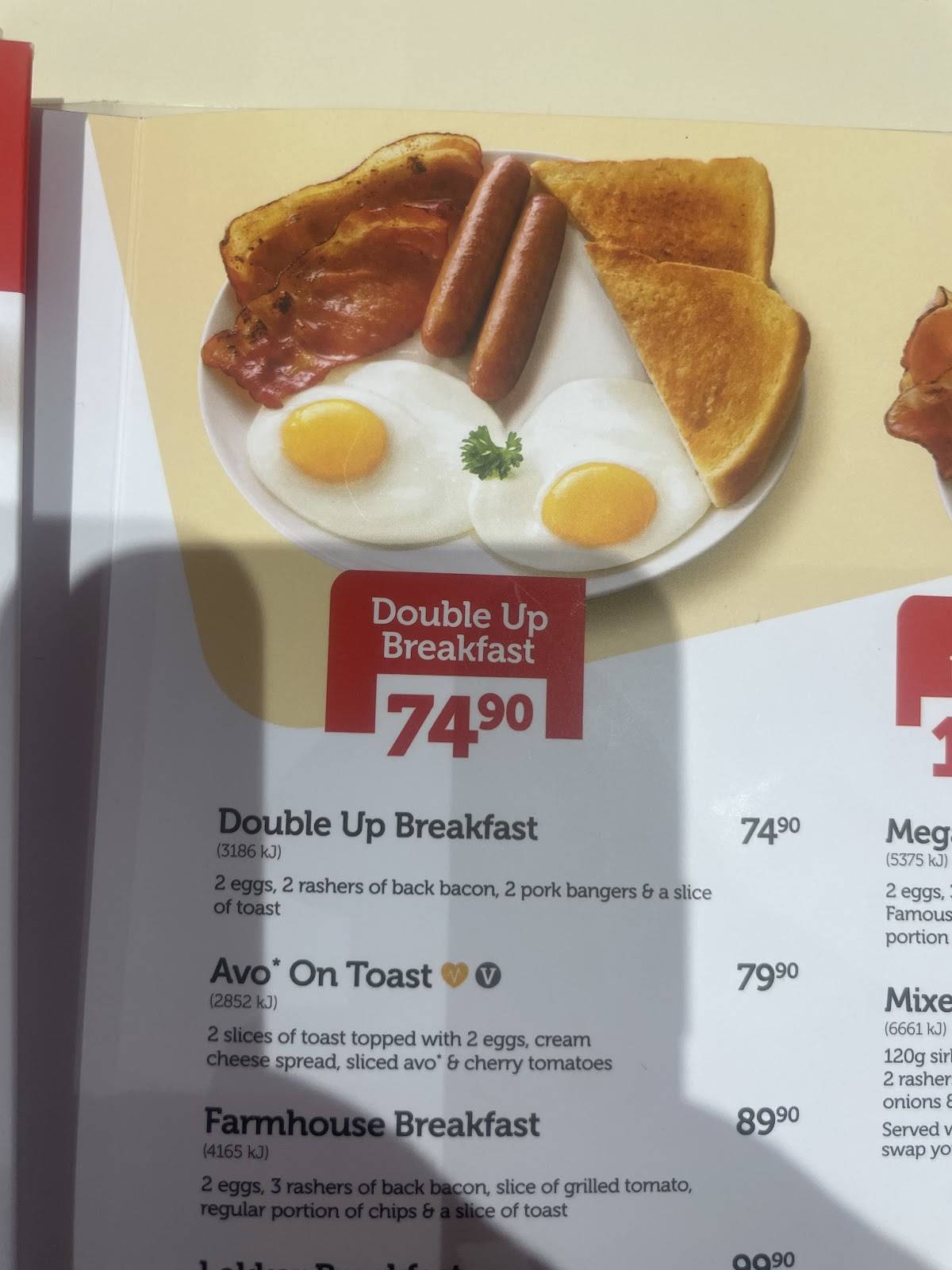 Menu at Wimpy restaurant, Ladysmith, Shop 10A