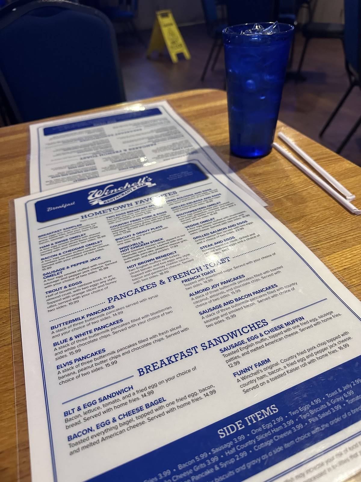 Menu at Winchell's Restaurant and Bar, Lexington
