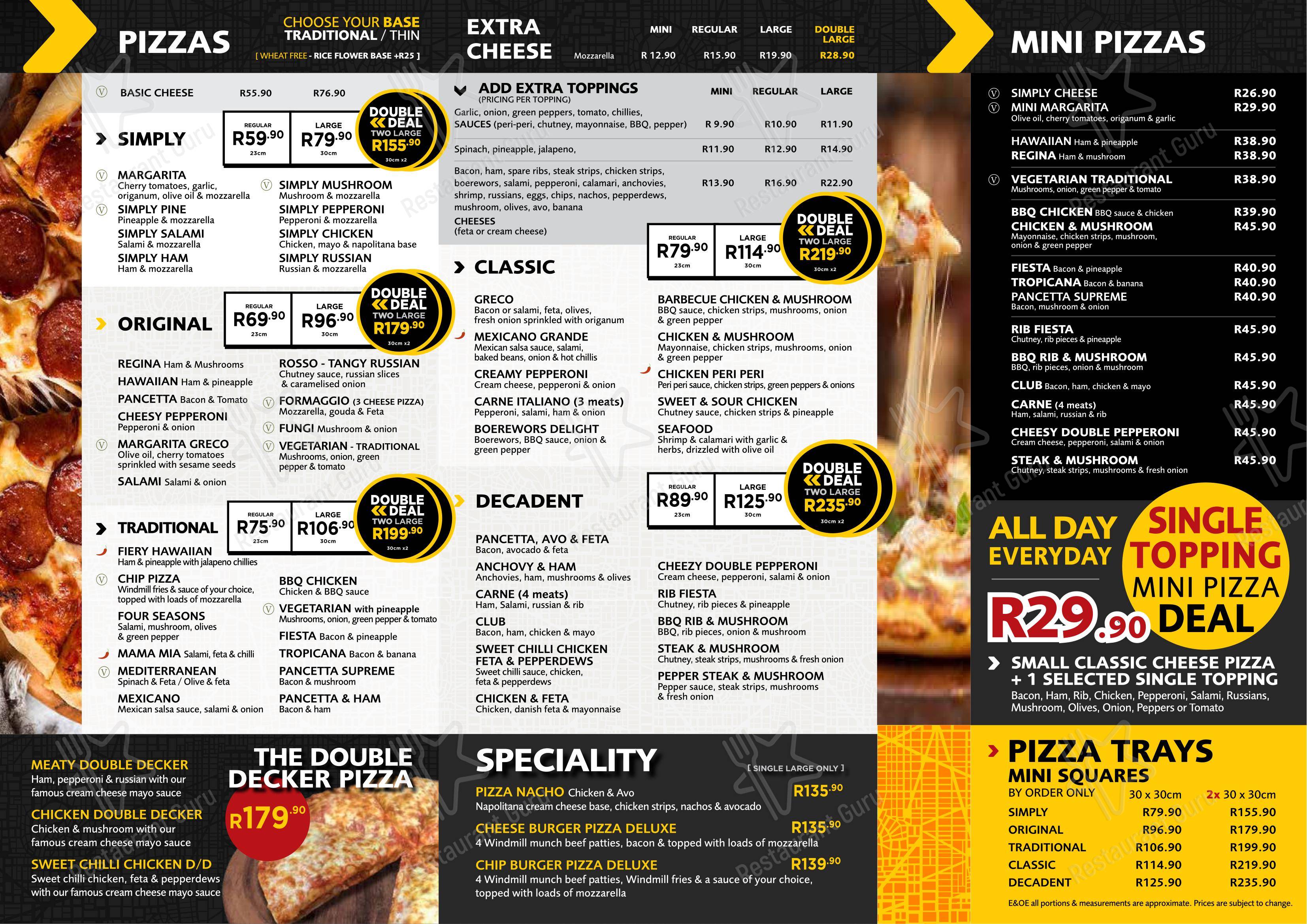 Menu at Windmill Roadhouse restaurant, East London