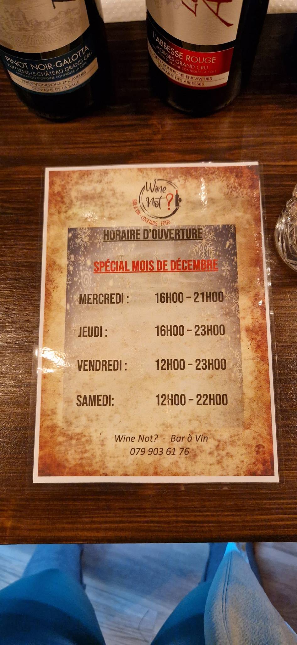 Speisekarte von Wine Not ?, La Sarraz