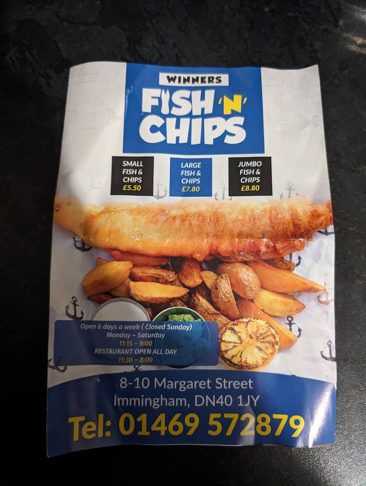 Menu at Winners Fish & Chips fast food, Immingham