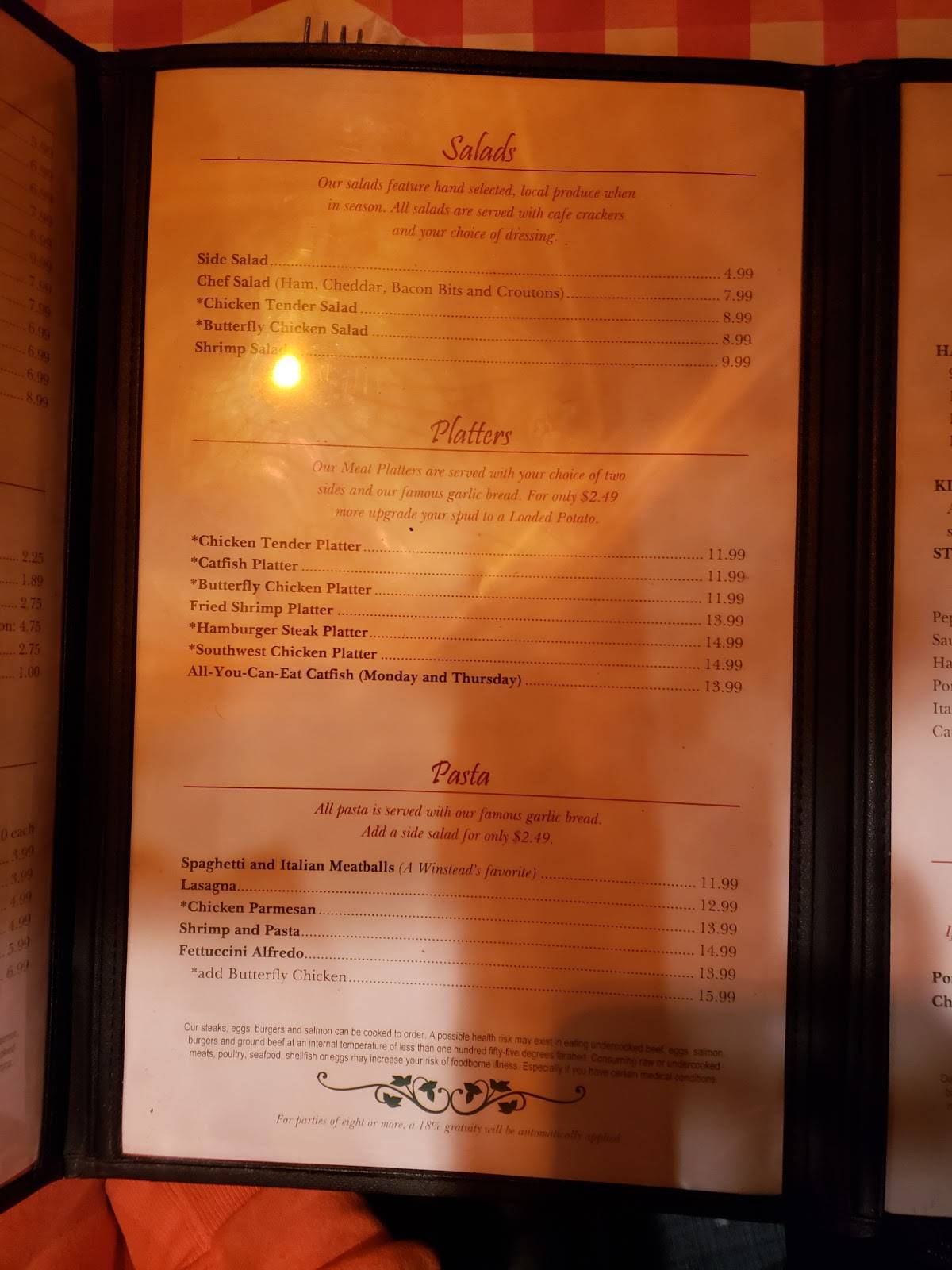 Menu at Winstead's American Grill & King of Pizza pizzeria, Spring City ...
