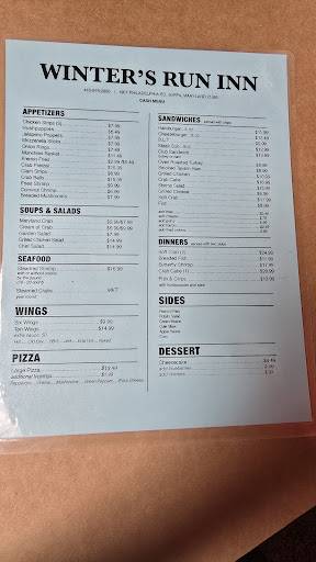 Menu at Winters Run Inn Inc restaurant, Edgewood