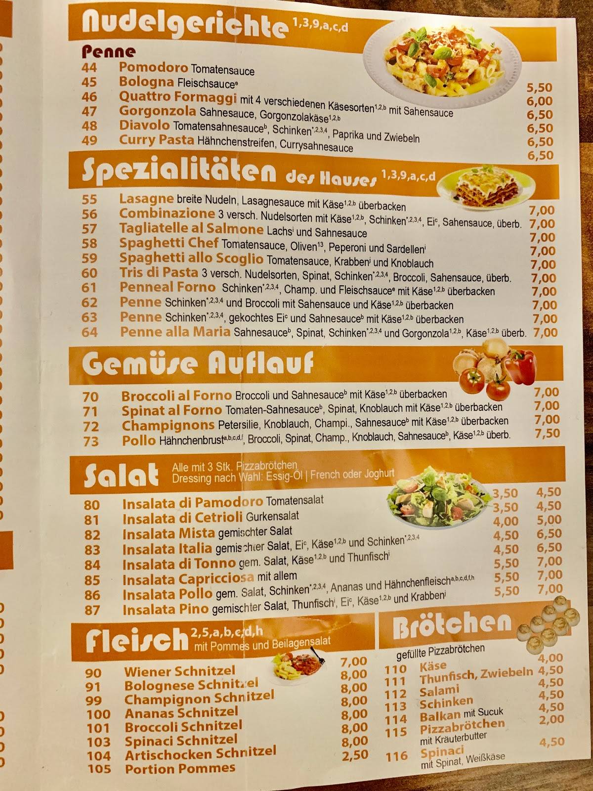Speisekarte von Pizzeria Rialto, Witten